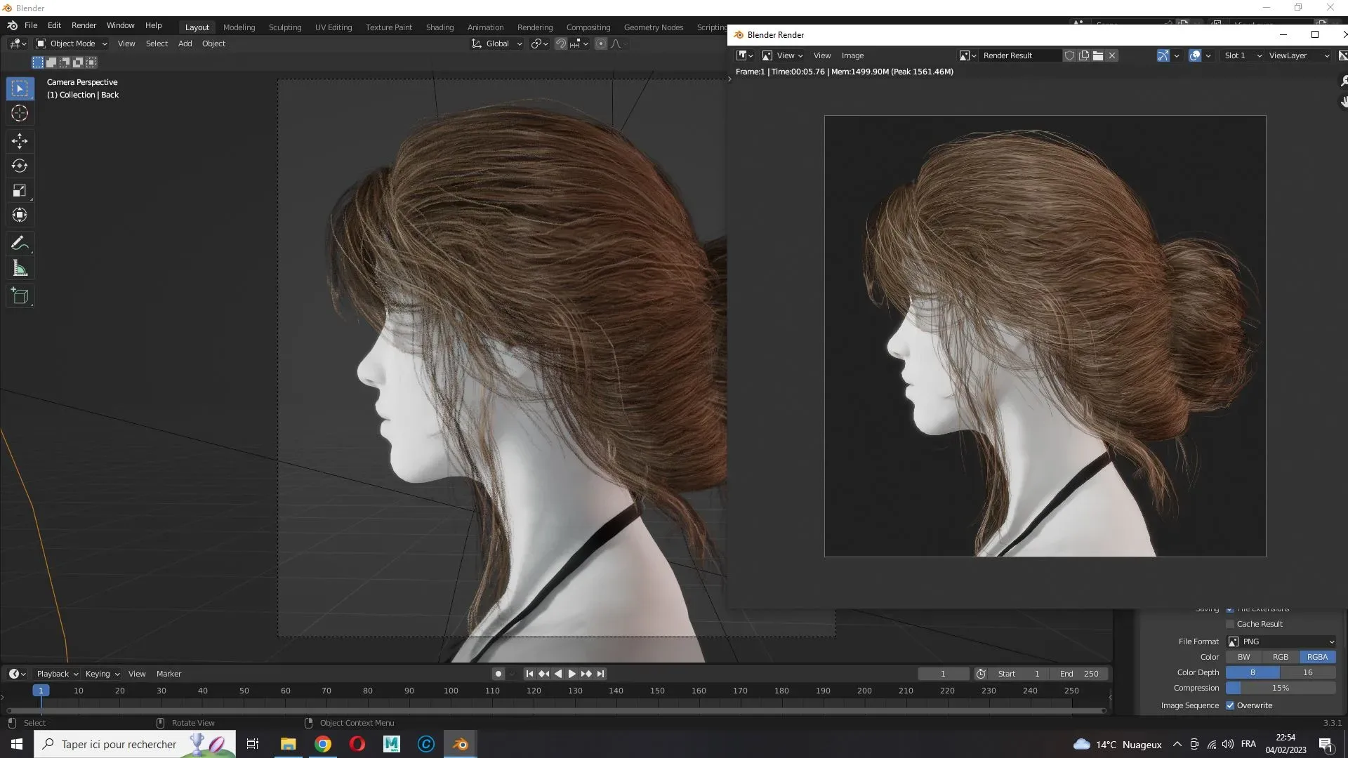 Female hair poly cards realistic - FlippedNormals