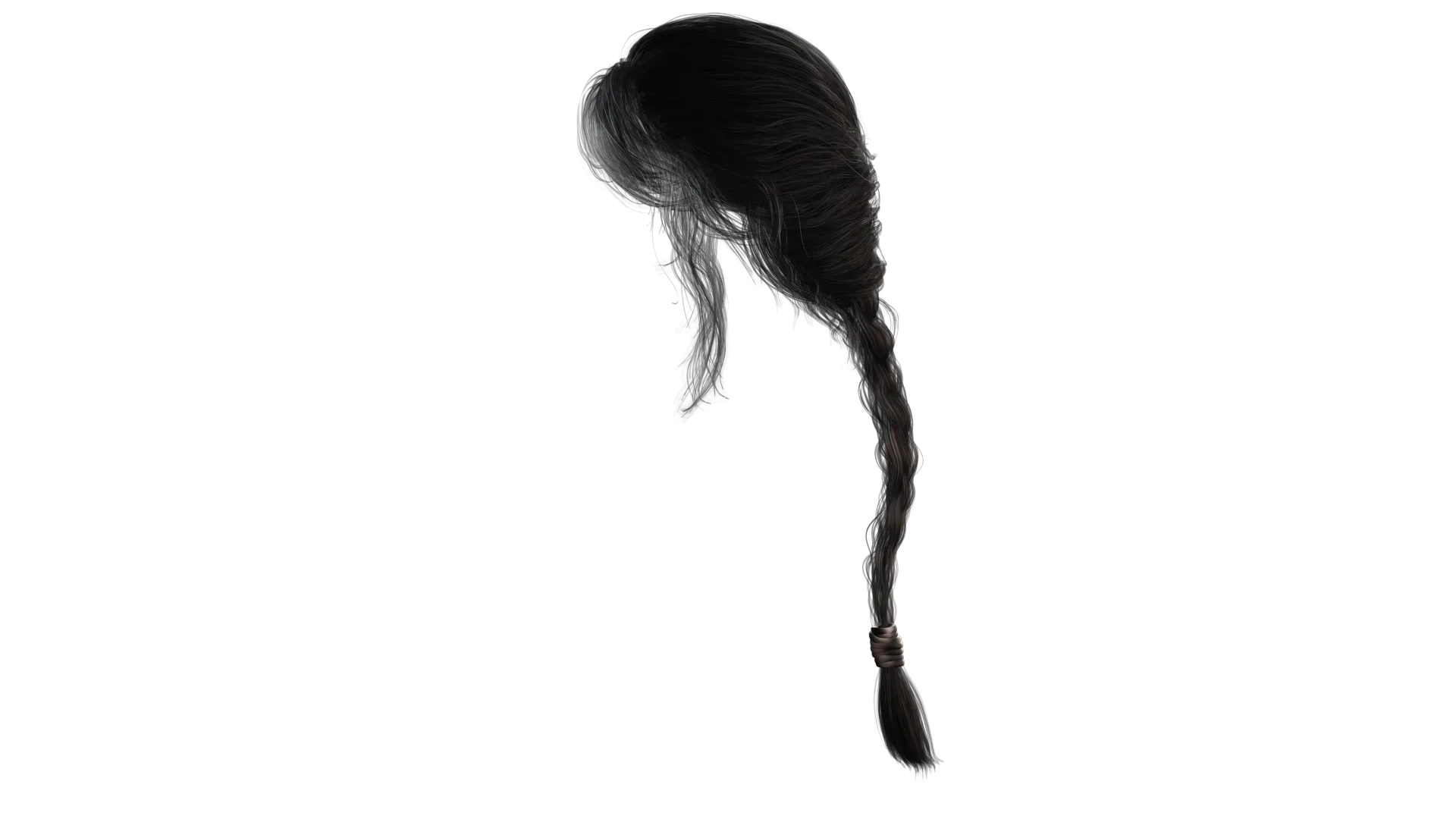 Realistic Female hair braid Low-poly - FlippedNormals