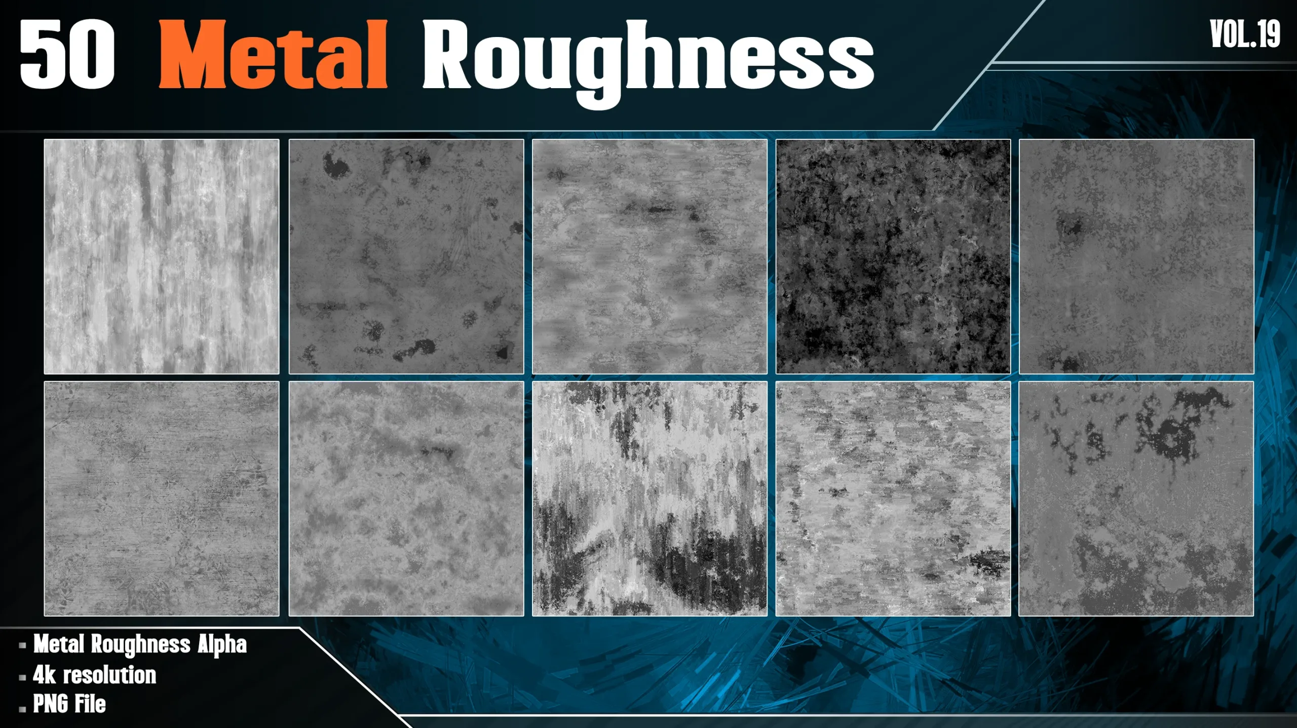 50 Metal Roughness - Vol.19 ( 4K - FlippedNormals