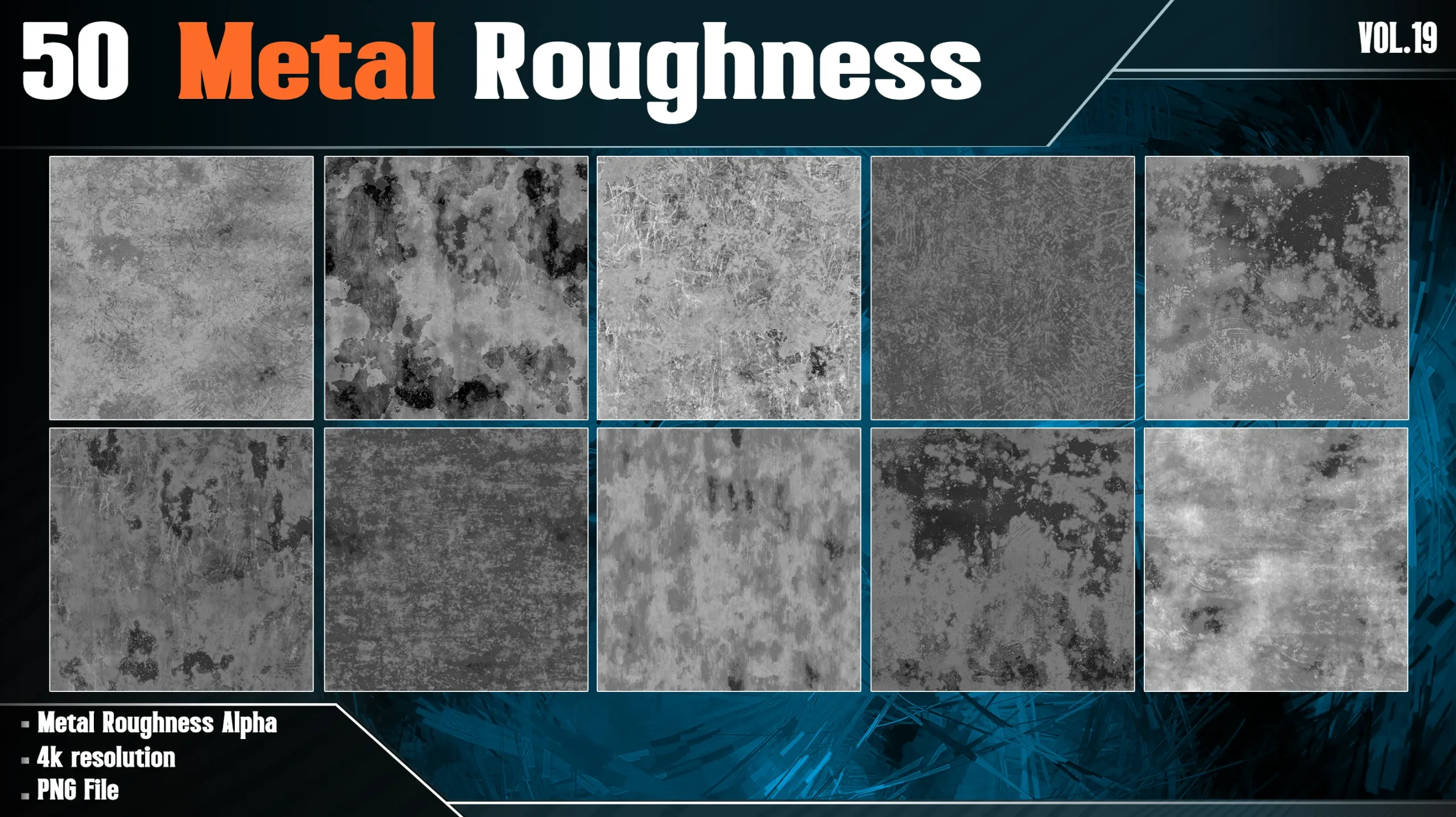 50 Metal Roughness - Vol.19 ( 4K - FlippedNormals