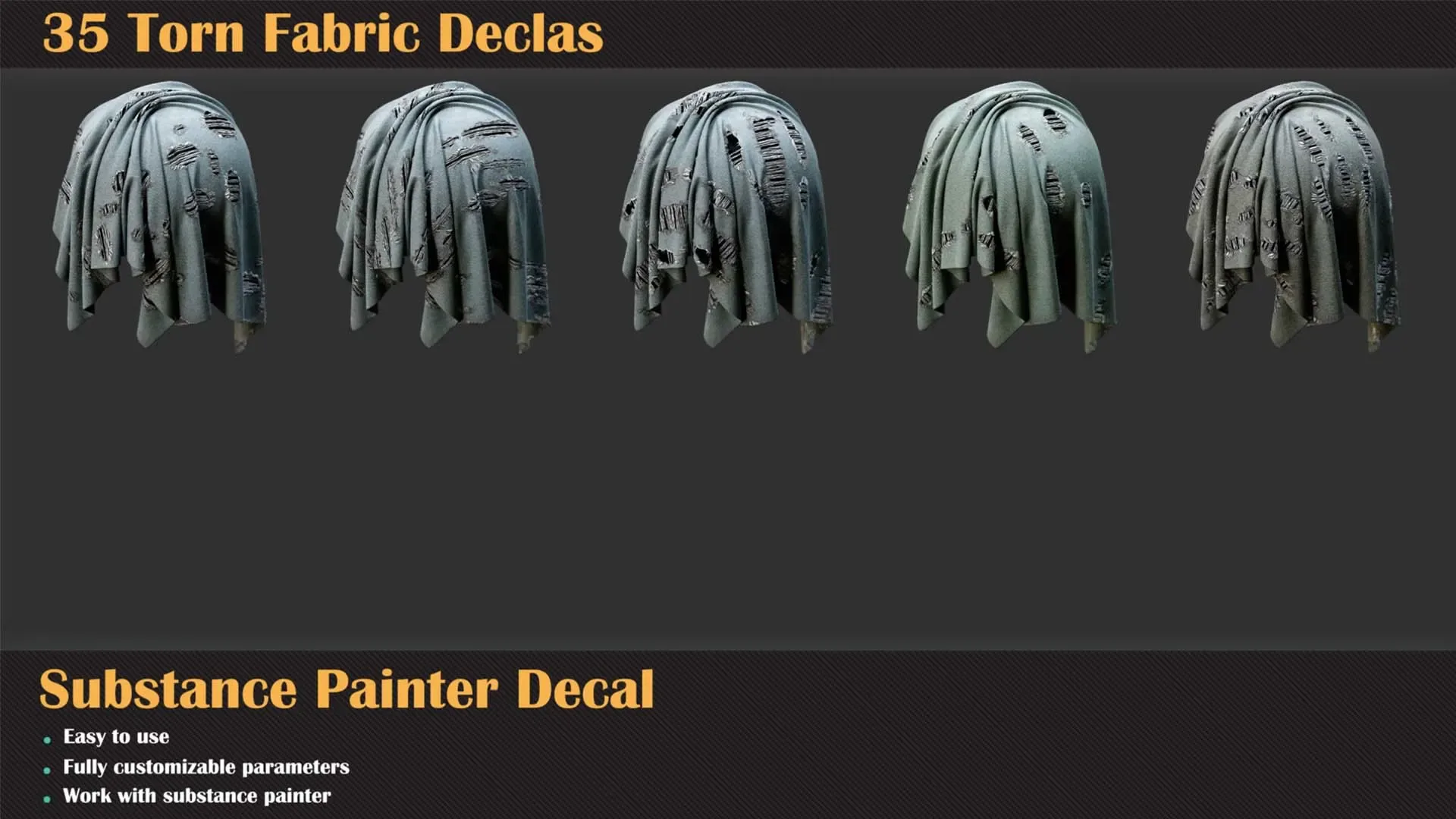 35 Torn Fabric Substance Decals - FlippedNormals