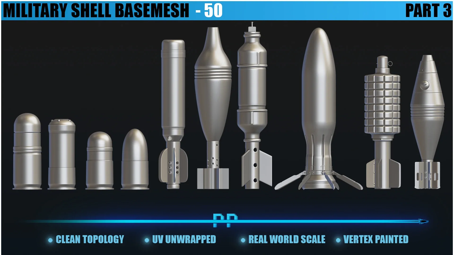 50 Military shells / Precise Dimensions - FlippedNormals
