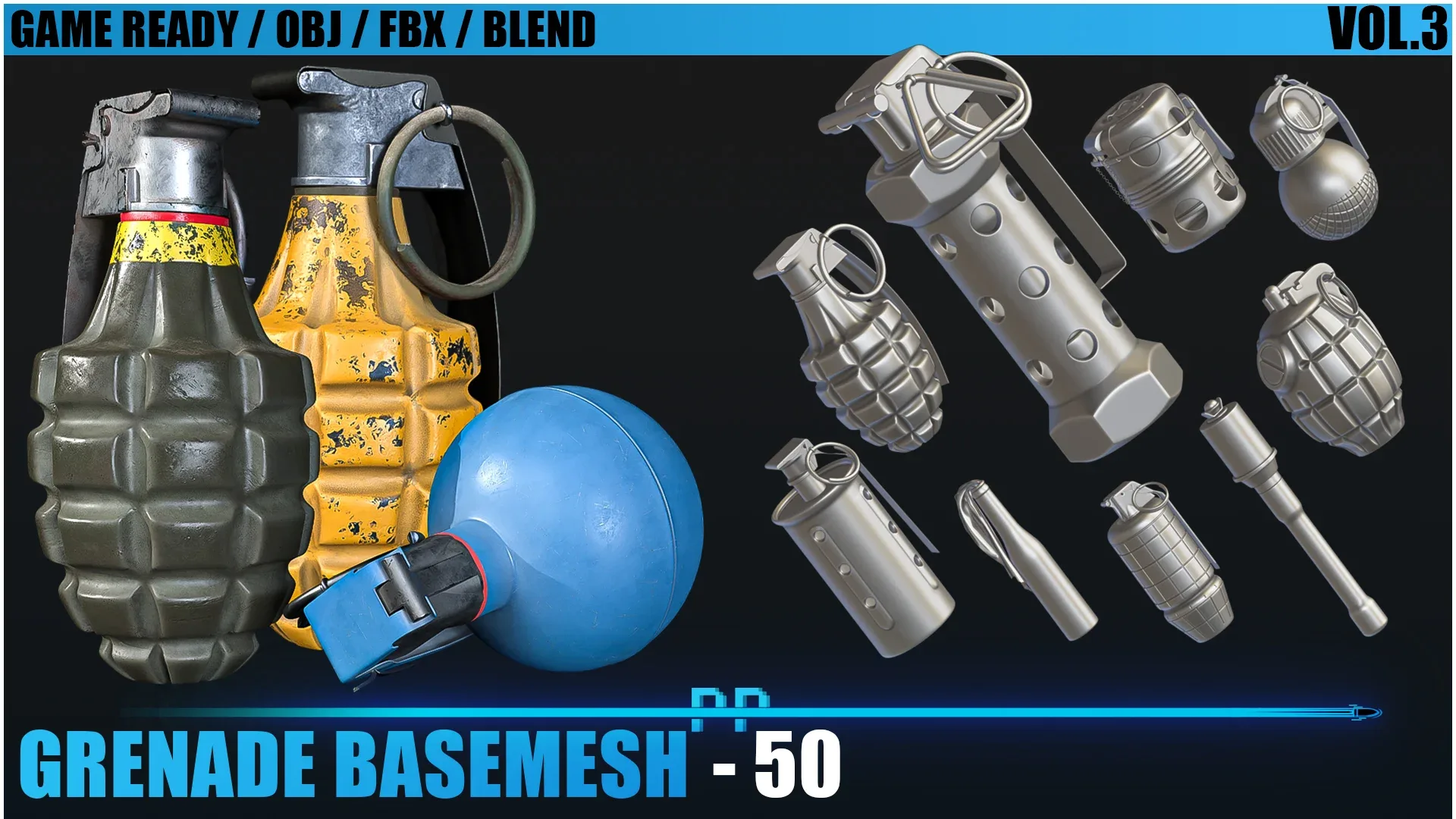 50 Grenades / Precise Dimensions - FlippedNormals