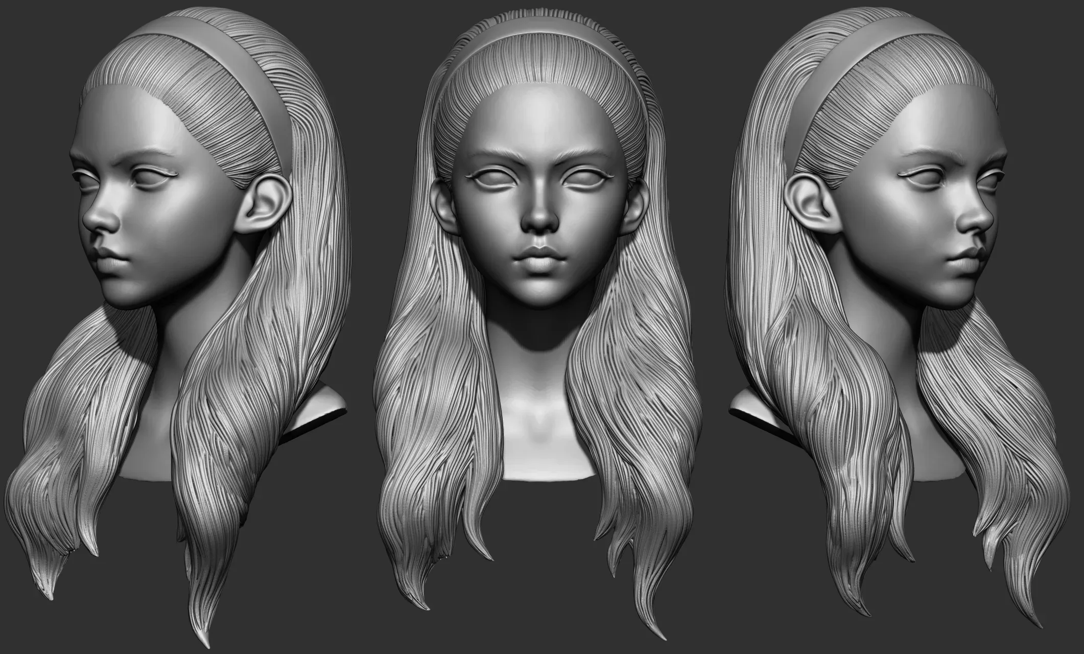 45-Female hair collection ZTL+OBJ+STL - FlippedNormals