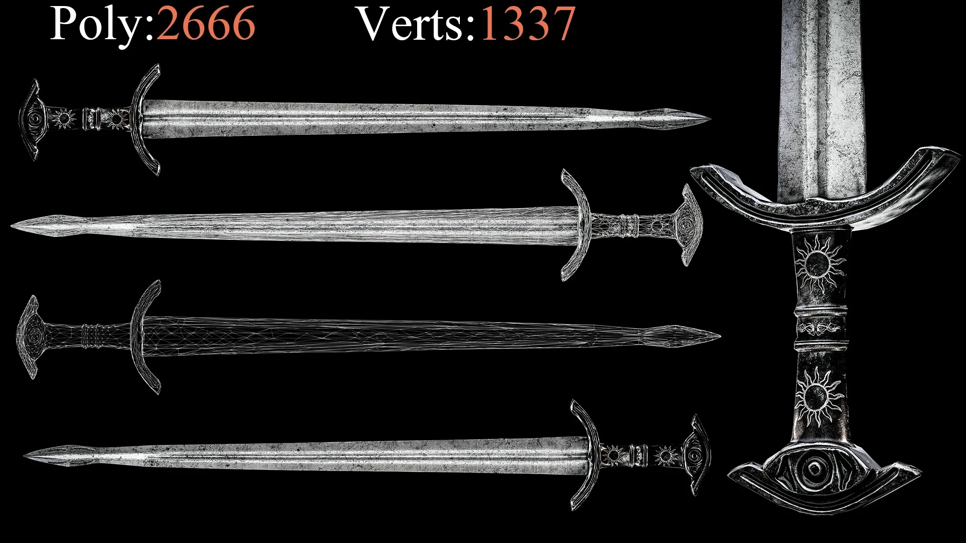 30 Sword game ready with texture - FlippedNormals