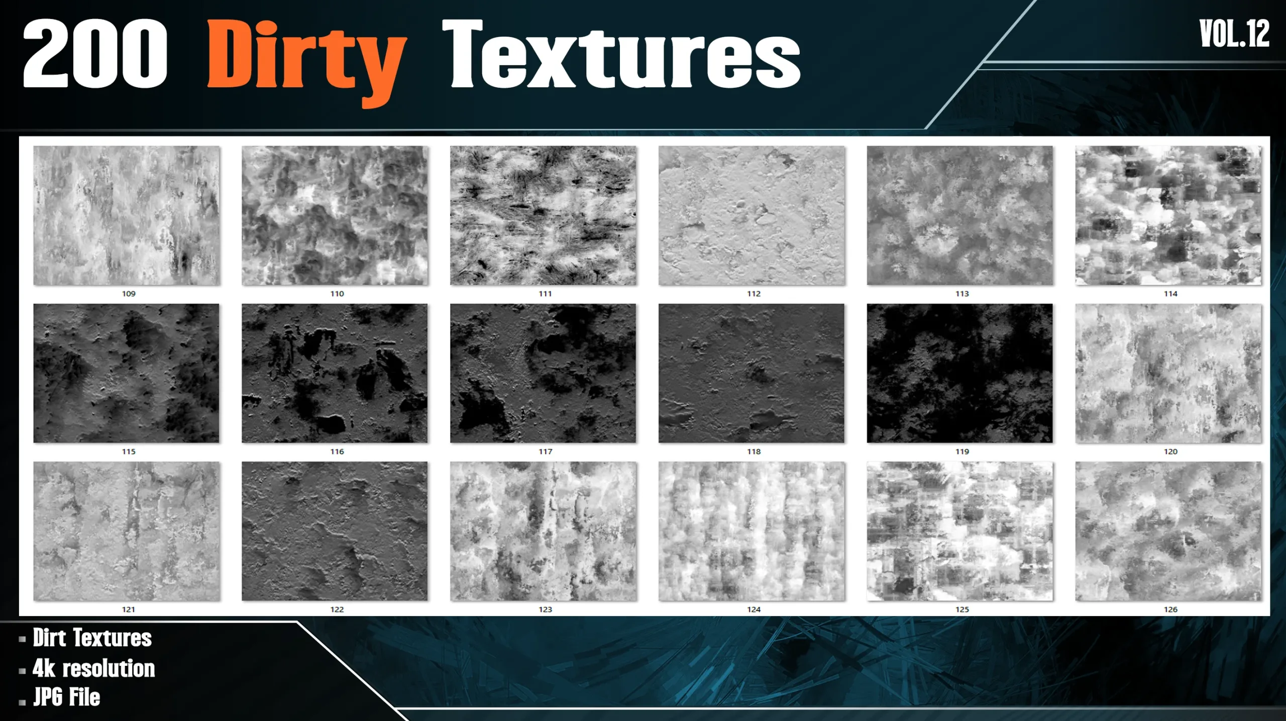 200 Dirty Textures - Vol.12 ( 4k - FlippedNormals
