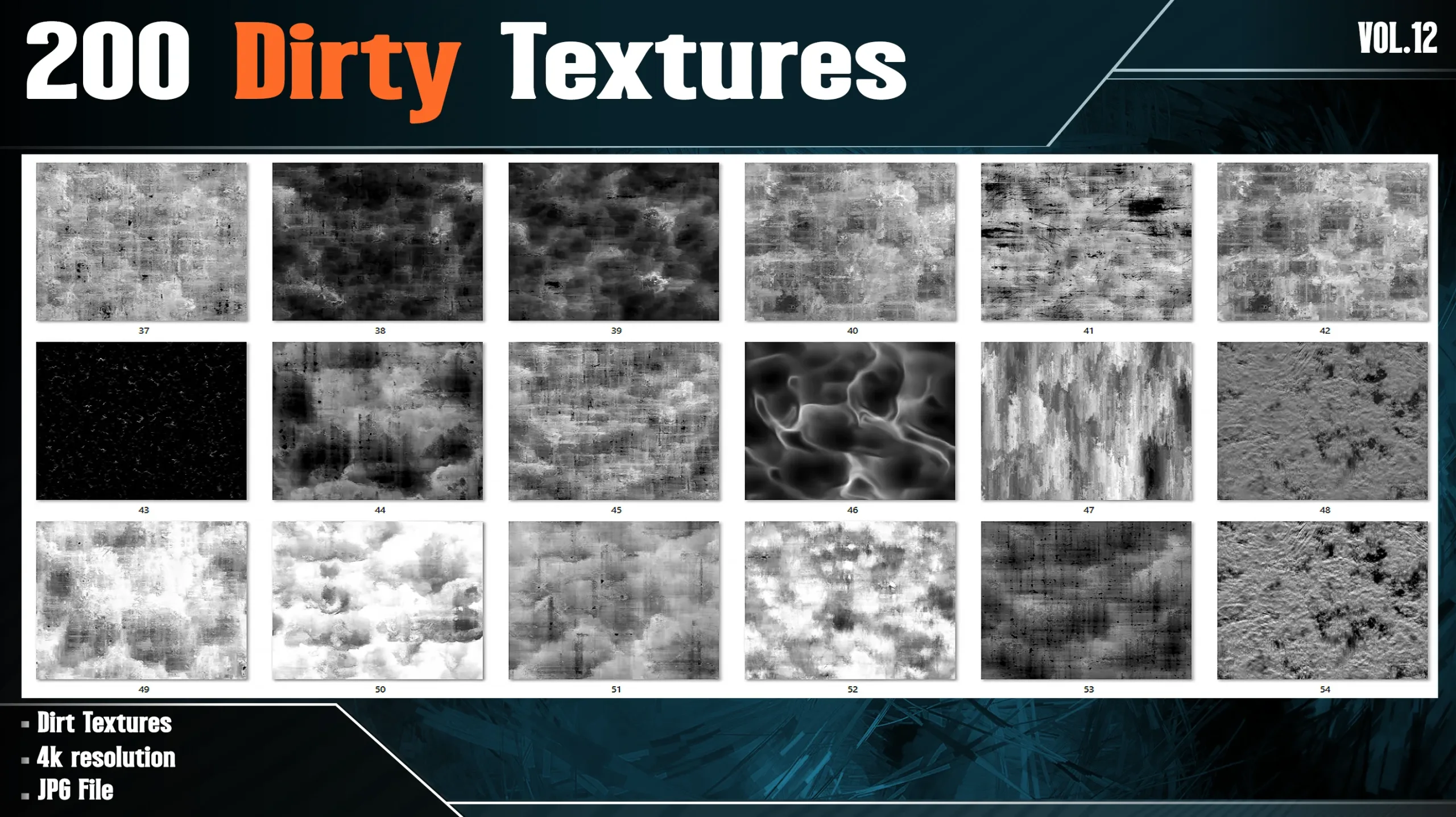 200 Dirty Textures - Vol.12 ( 4k - FlippedNormals