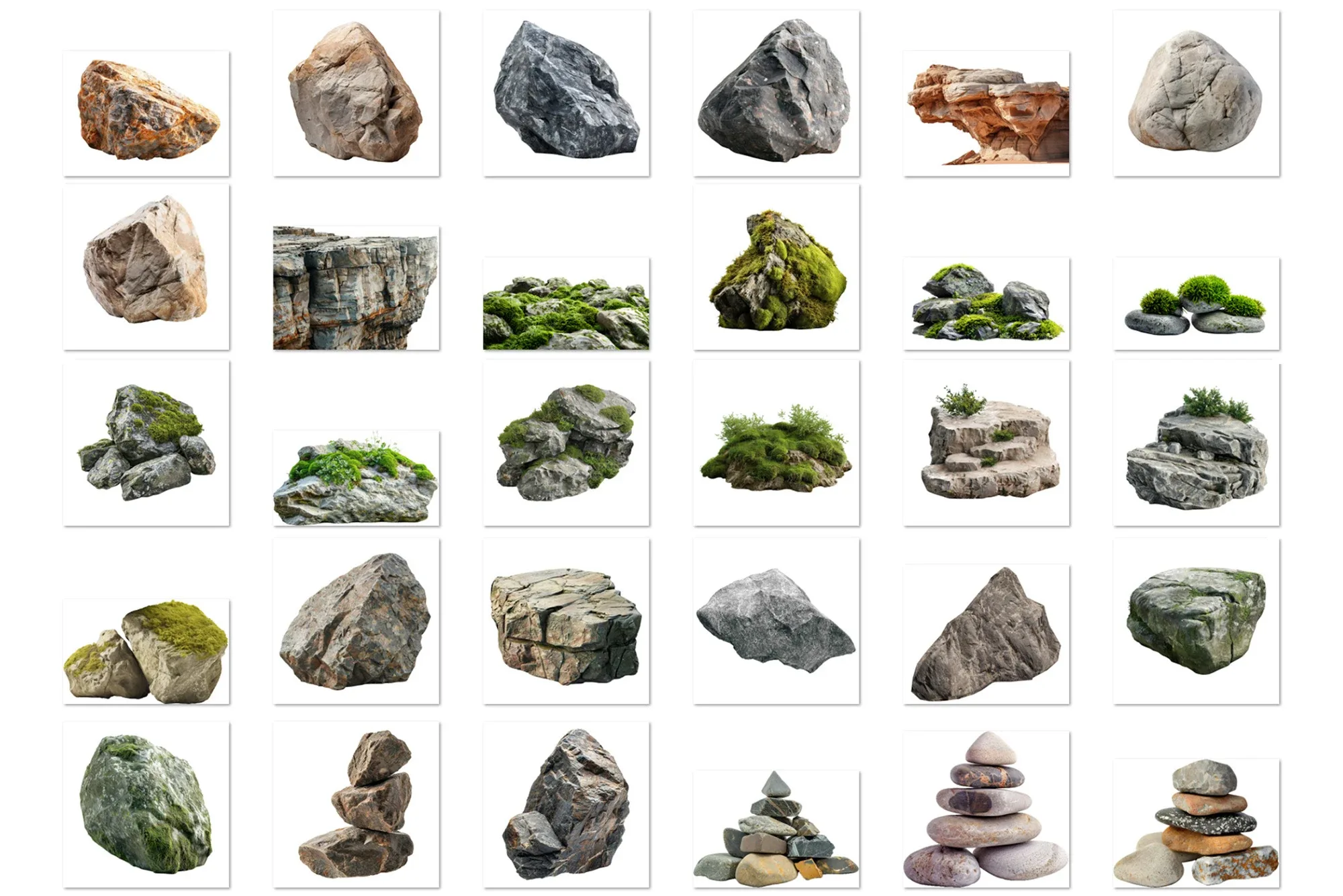 100 Stones Overlays, Rocks isolated - FlippedNormals