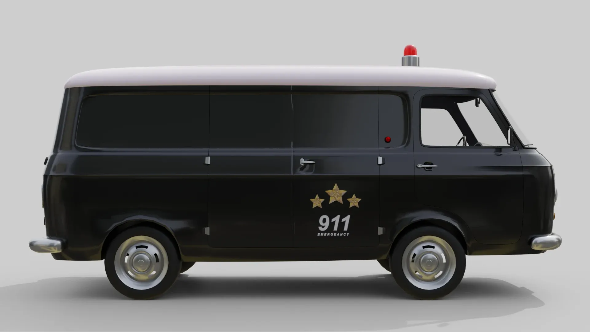 Realistic Vintage Police Van High-Detail - FlippedNormals