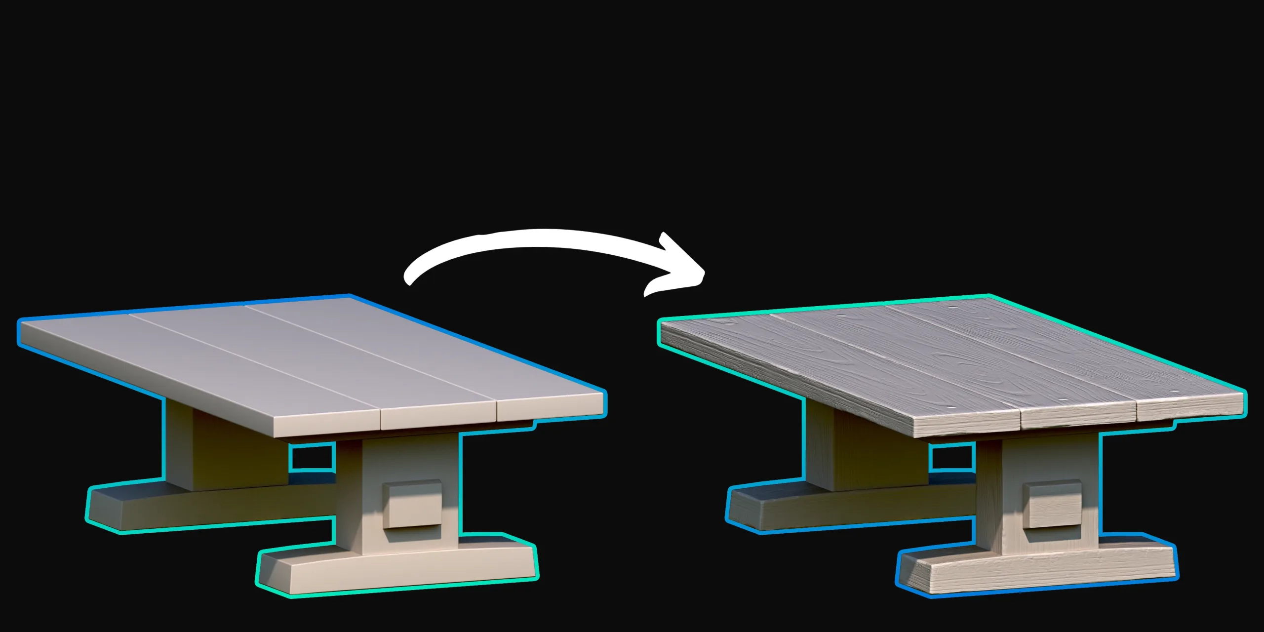 Wooden Furniture Lowpoly with Normal - FlippedNormals