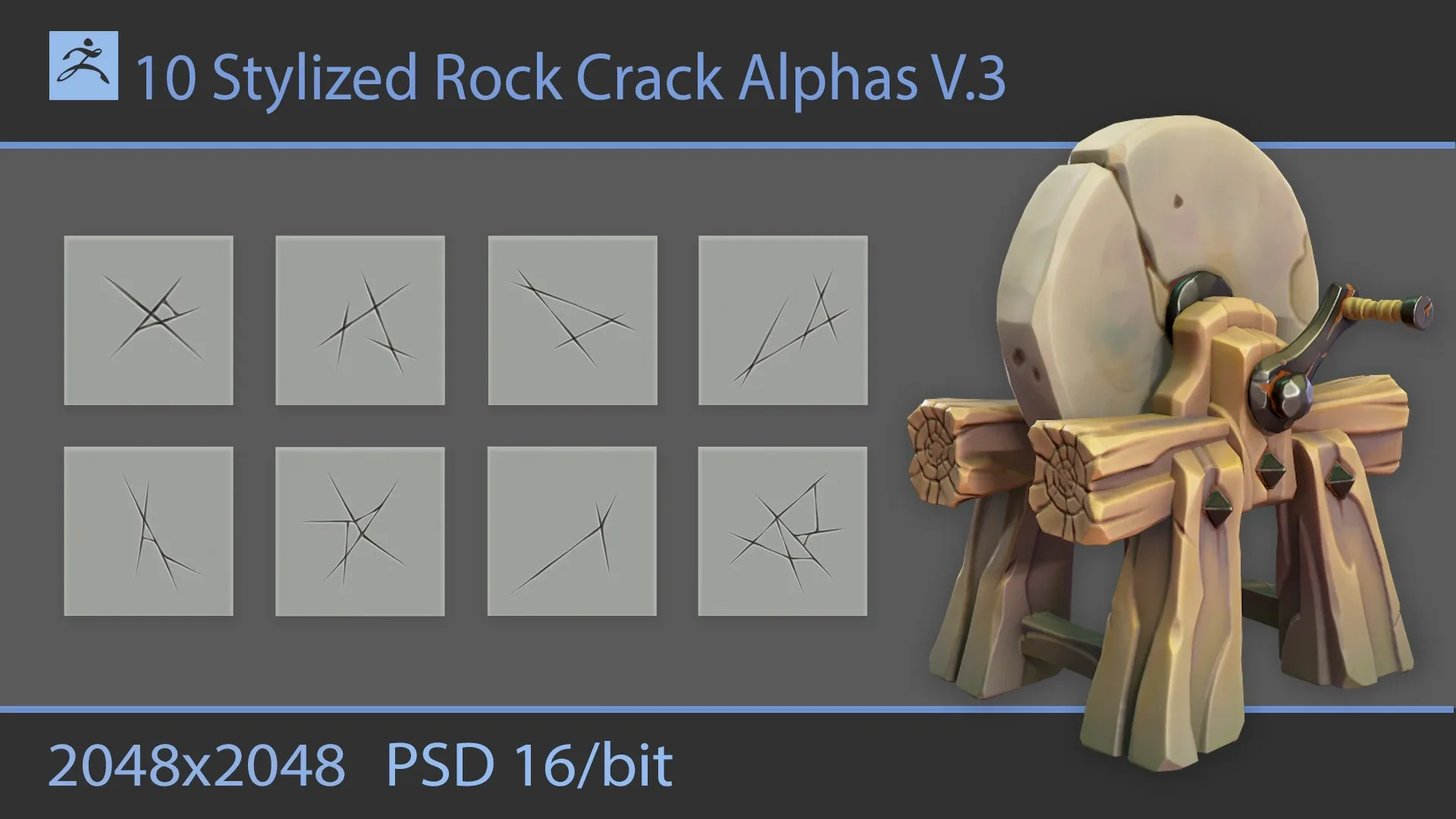 Stylized Rock Cracks Alphas V.3 - FlippedNormals