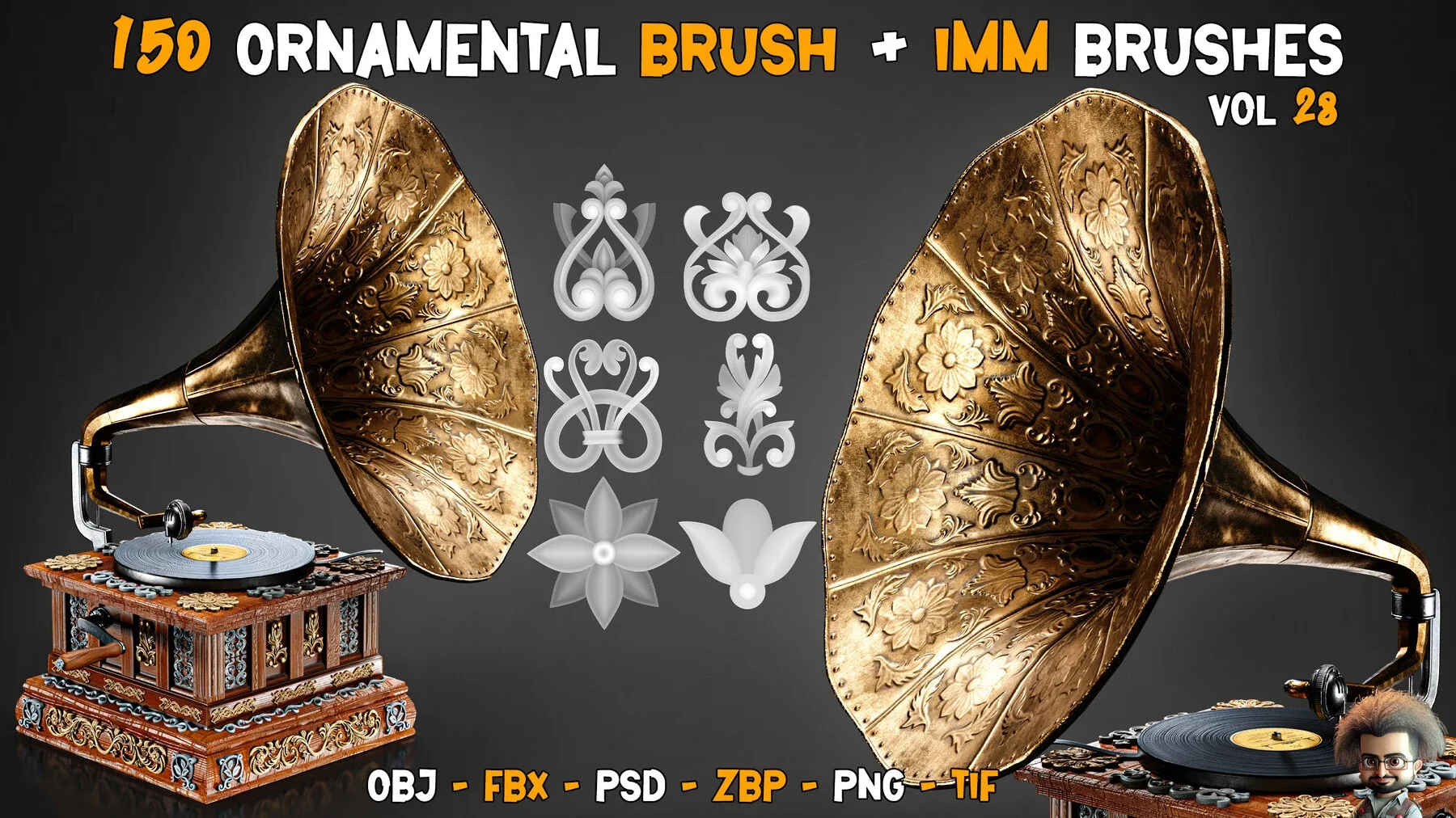 150 Ornamental Brush + Imm Brushes - FlippedNormals