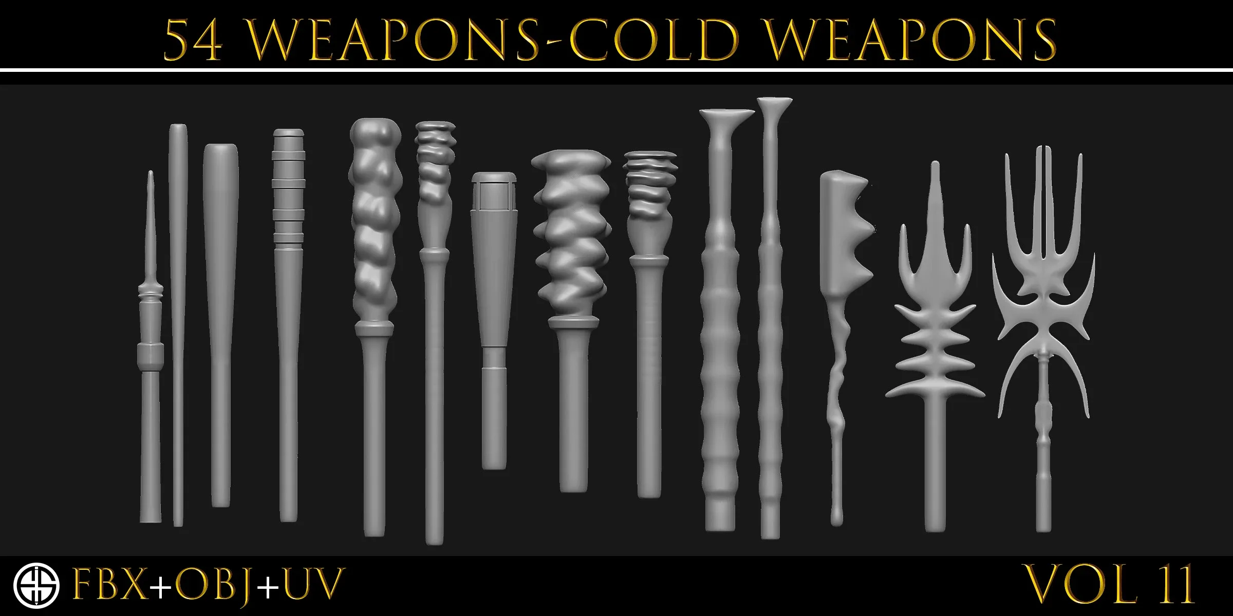 54 Models Of Weapons - Cold Weapons-3D - FlippedNormals