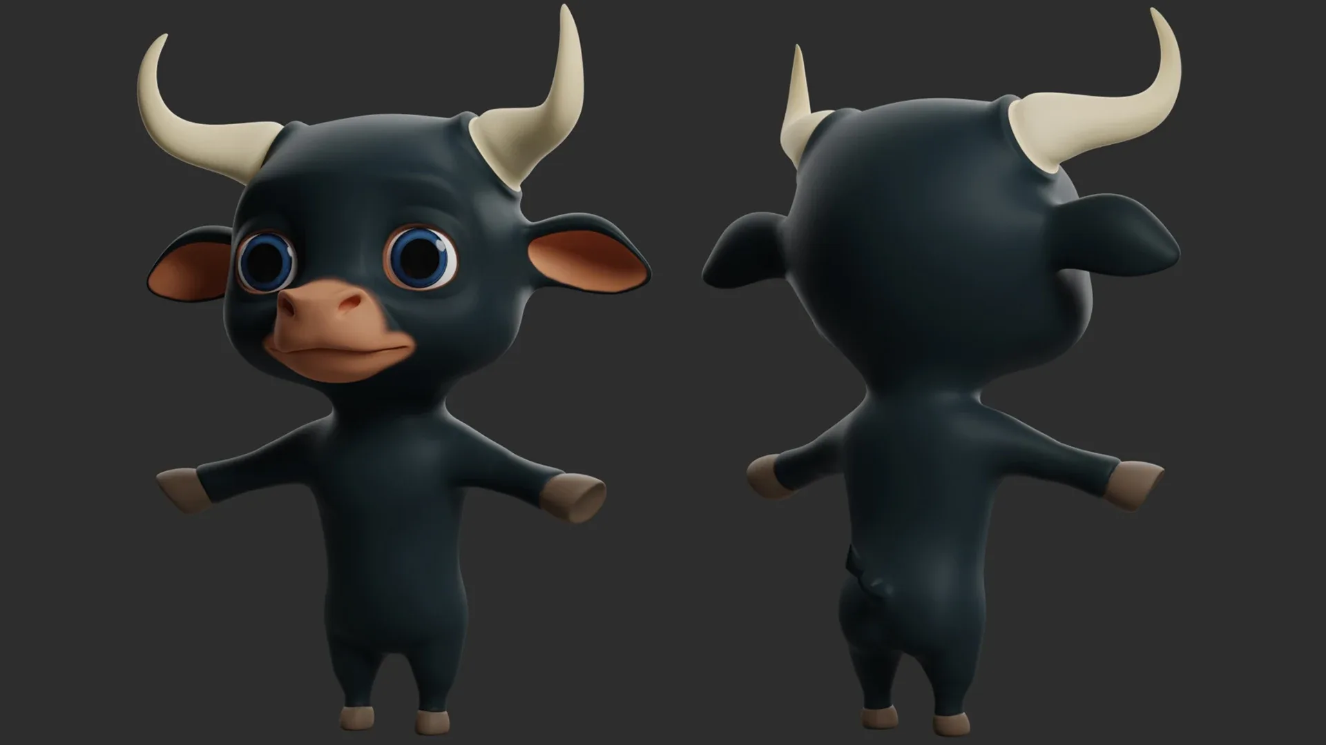 Cartoon Bull - Topology + UV Map - FlippedNormals