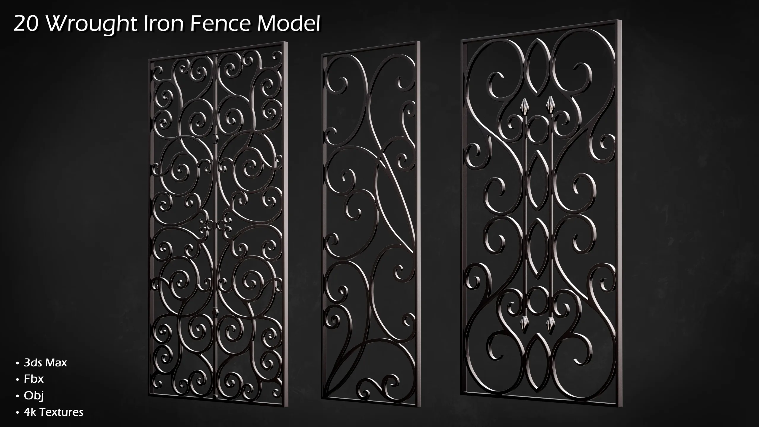 20 Wrought Iron Fence Model - FlippedNormals