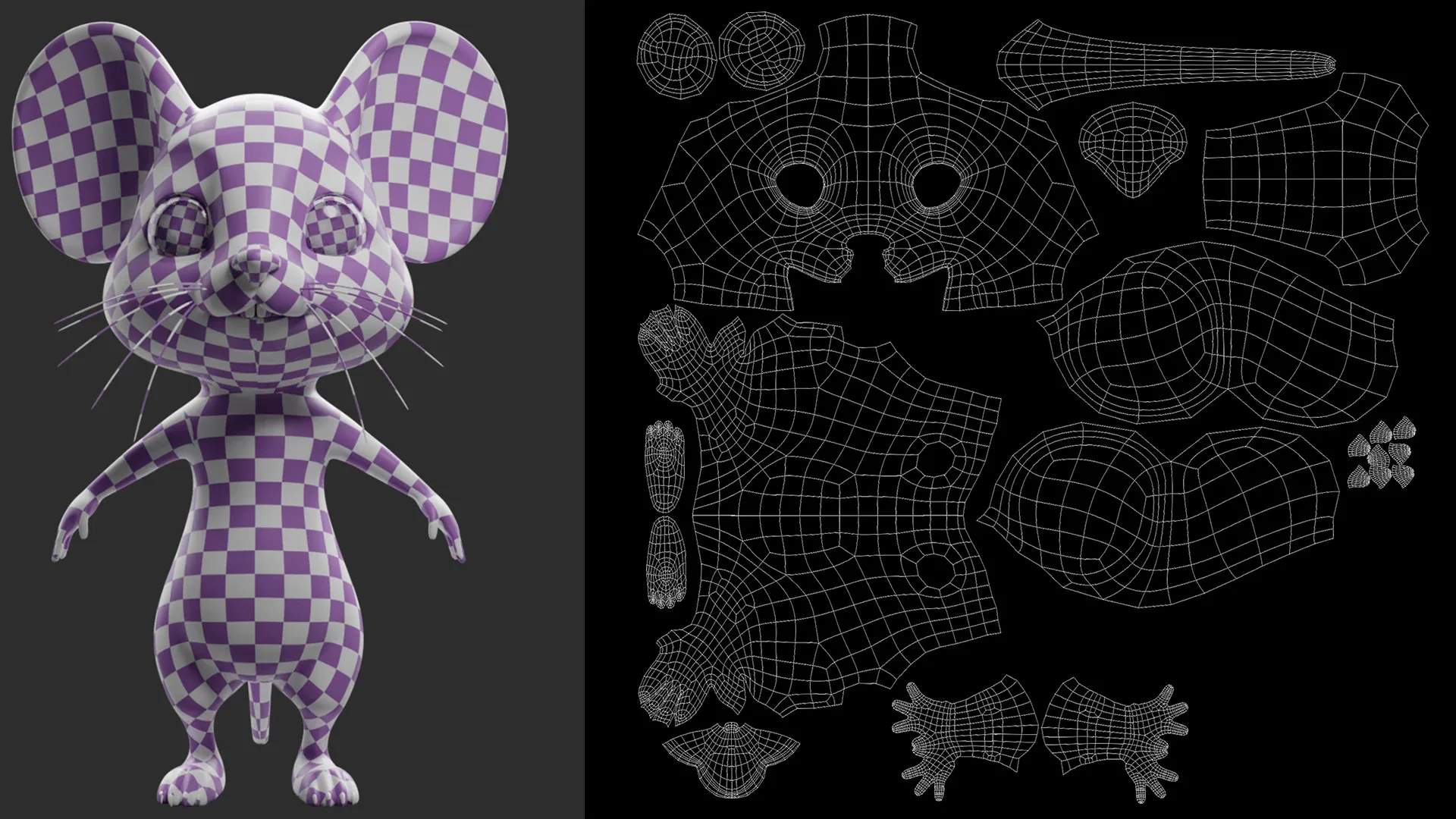 Cartoon Mouse - Topology + UV - FlippedNormals