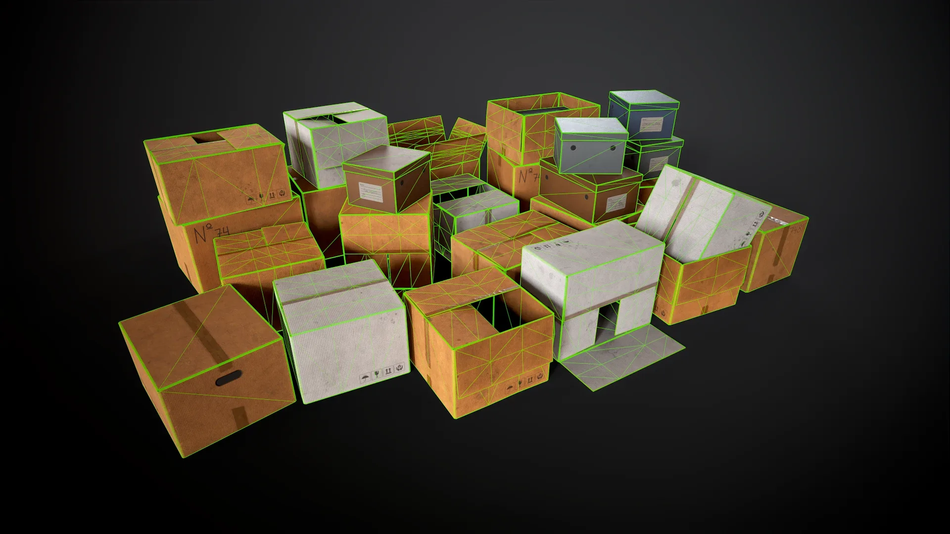 Set of cardboard boxes - FlippedNormals