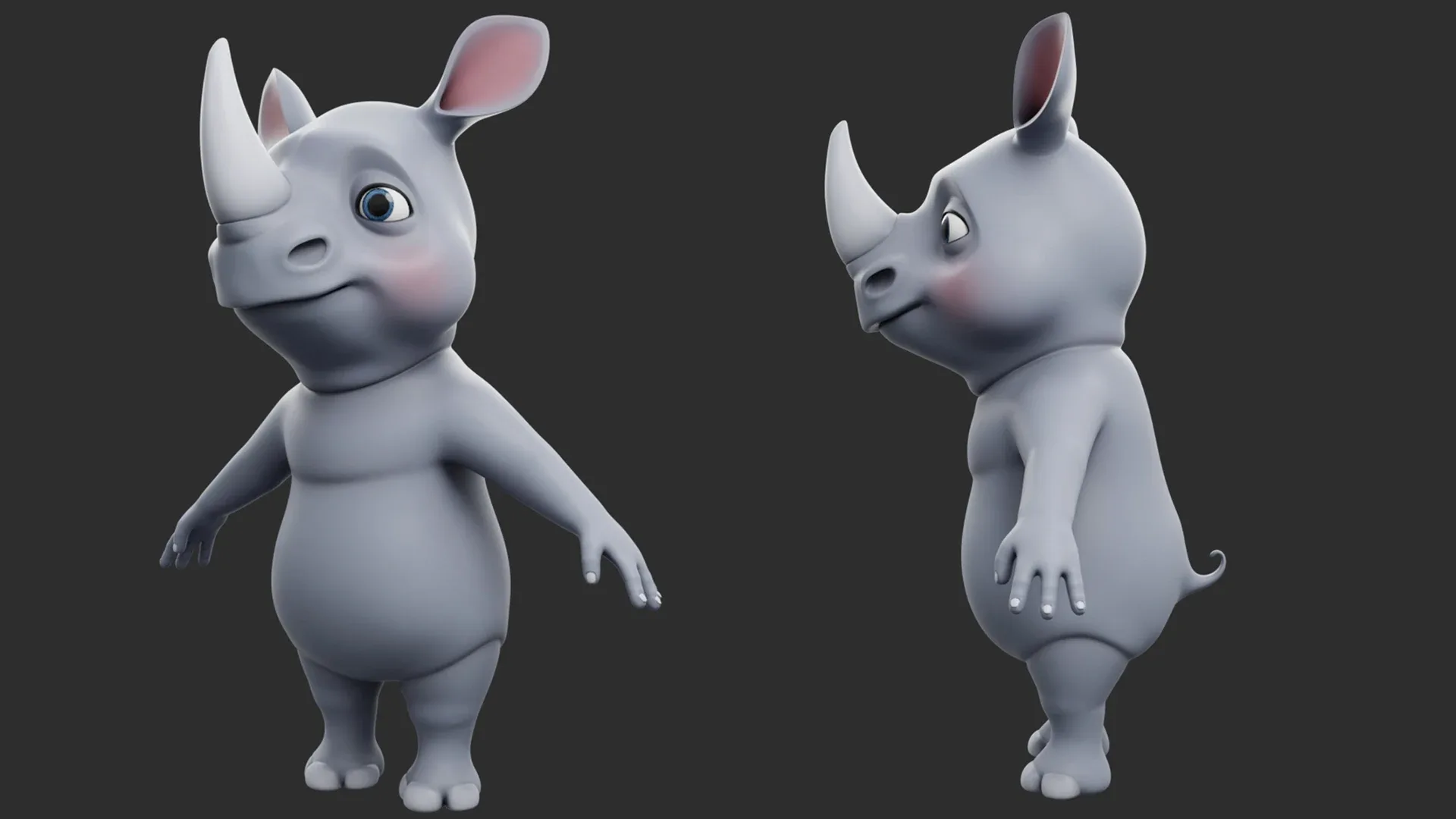 Toony Rhino - Topology + UV Map - FlippedNormals