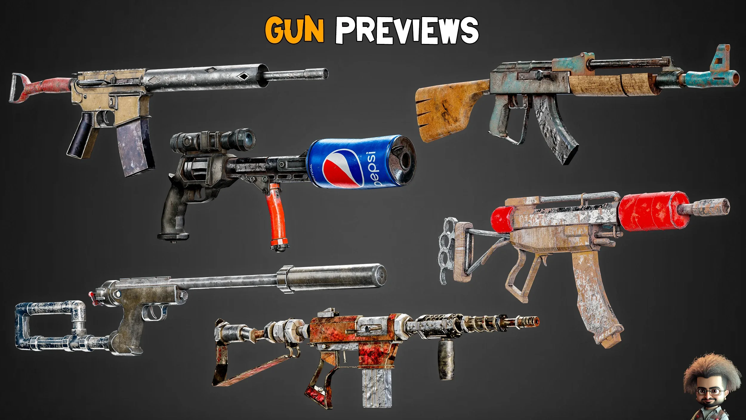 30 Apocalyptic Game-Ready Guns - FlippedNormals