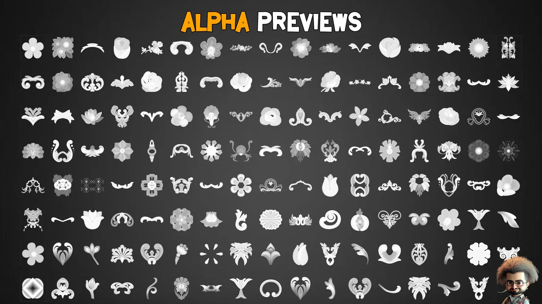 150 Ornamental Brush + Imm Brushes - FlippedNormals