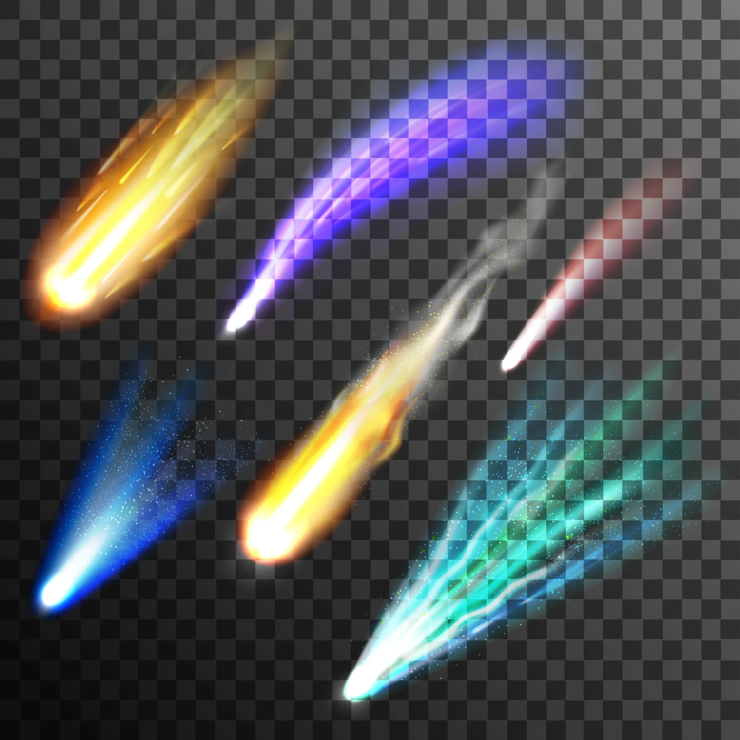 Falling multicolored meteor, Comet - FlippedNormals