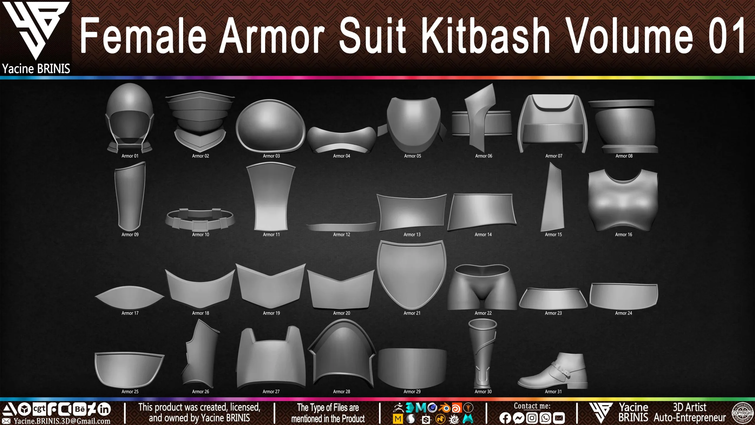 Female Armor Suit Kitbash. Vol - FlippedNormals
