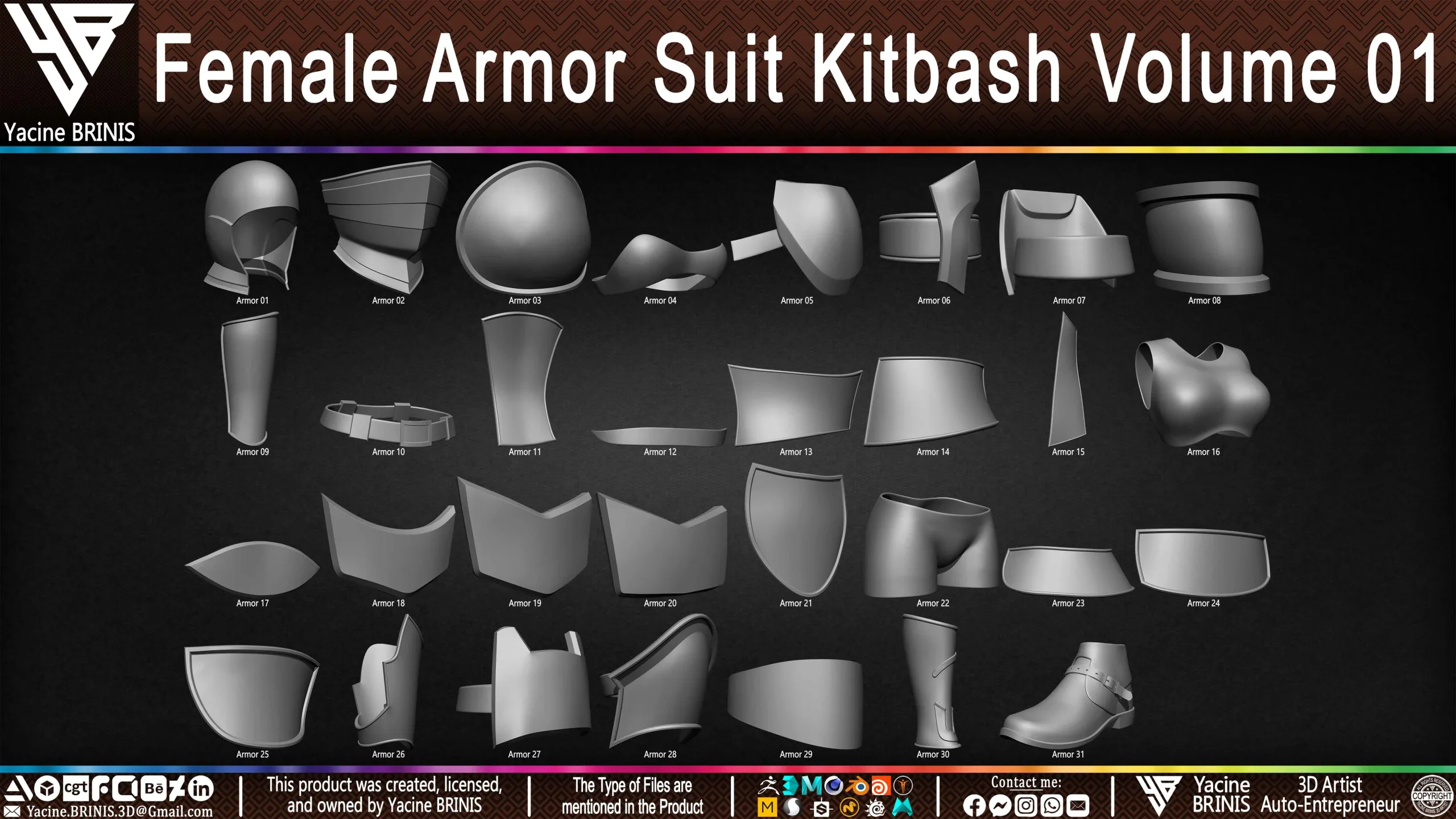 Female Armor Suit Kitbash. Vol - FlippedNormals