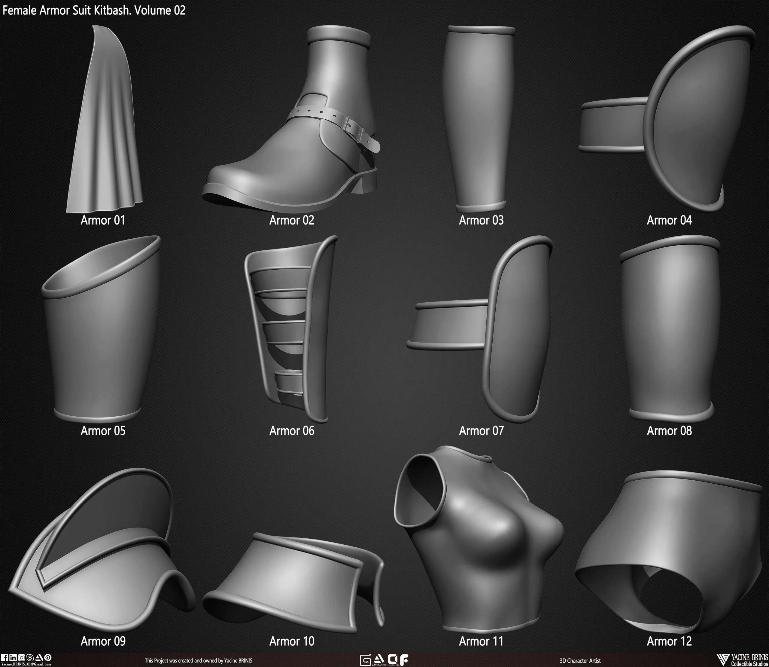 Female Armor Suit Kitbash. Volume - FlippedNormals