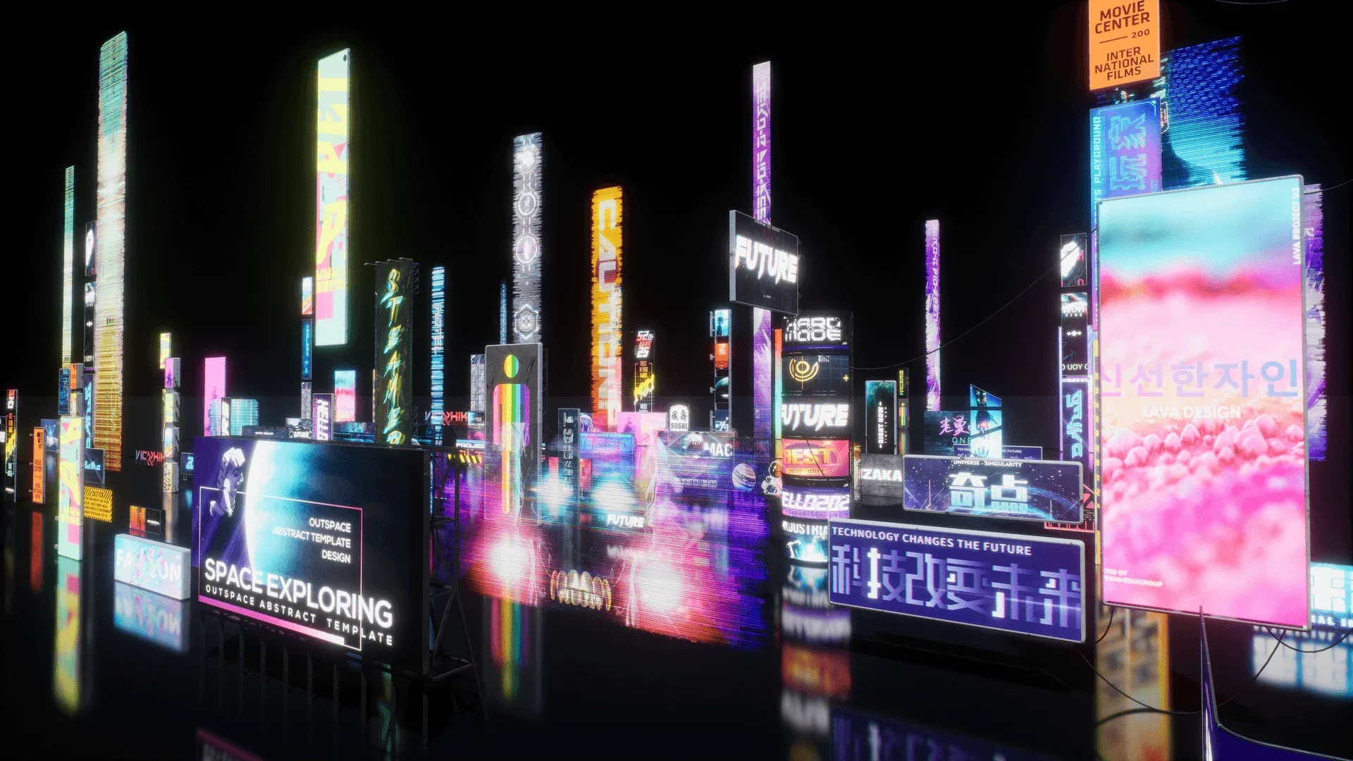 Cyberpunk Billboards Signs Set - FlippedNormals