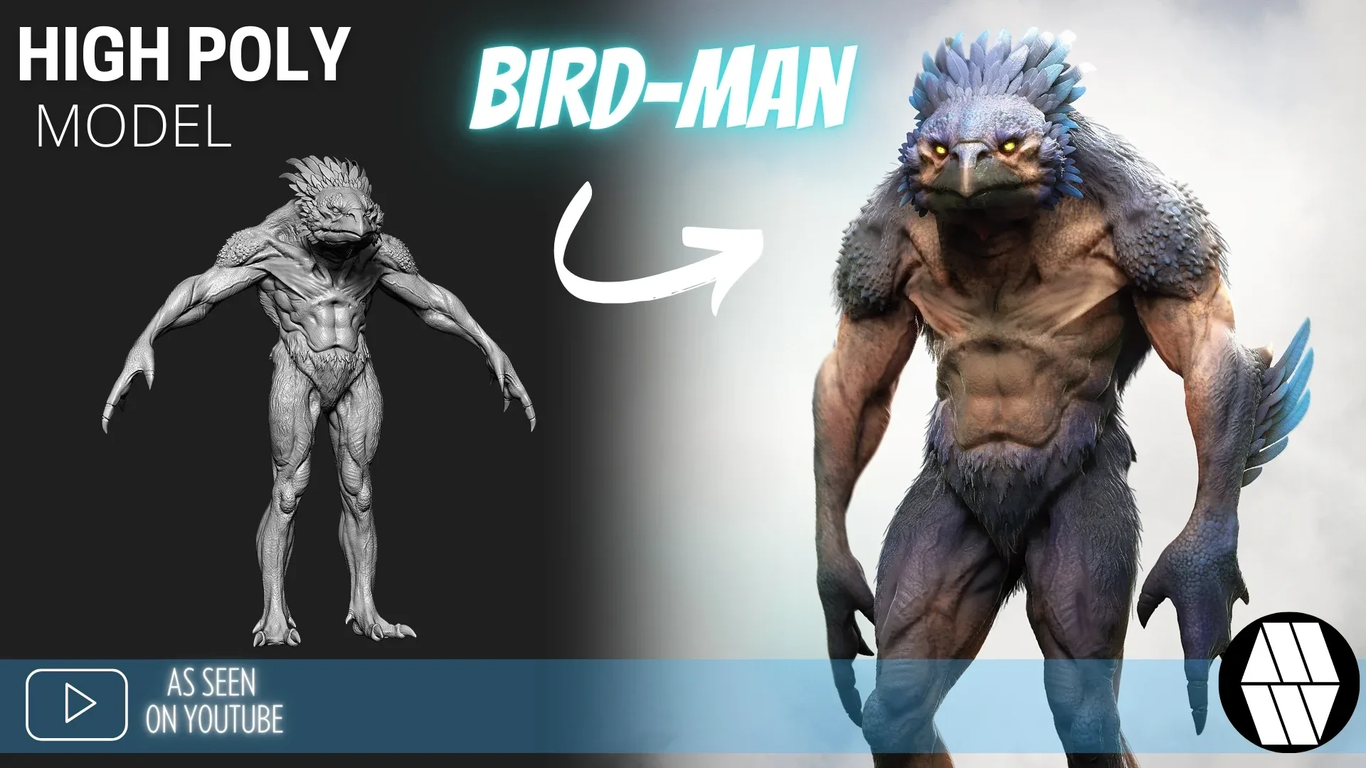 ZBrush Model: Bird-Man High Poly - FlippedNormals