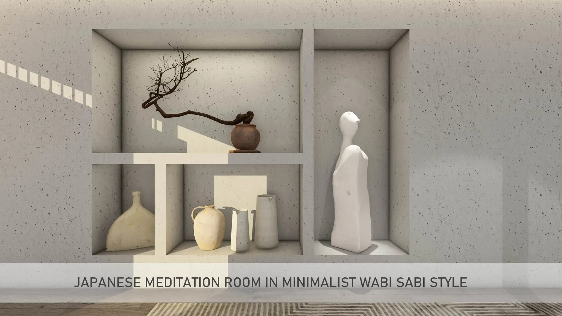 Japanese Meditation room in minimalist - FlippedNormals