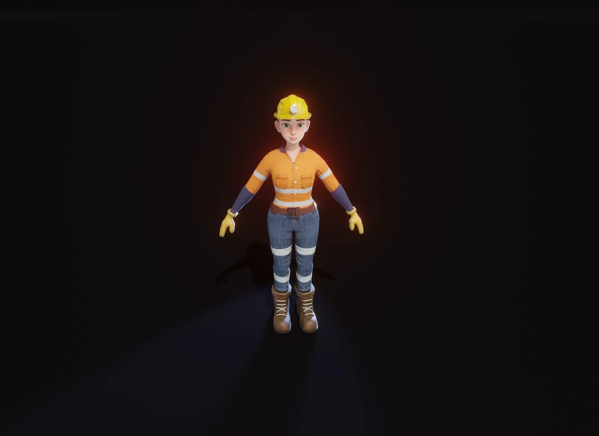 Stylized Female Miner 3D Model - FlippedNormals