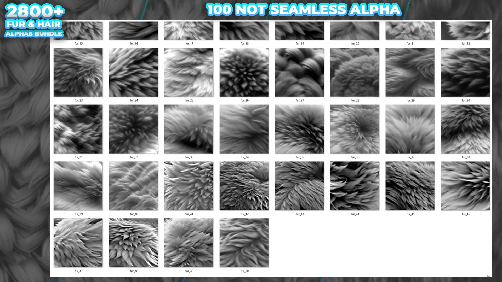 2800+ Fur & Hair Alphas (Displacement - FlippedNormals