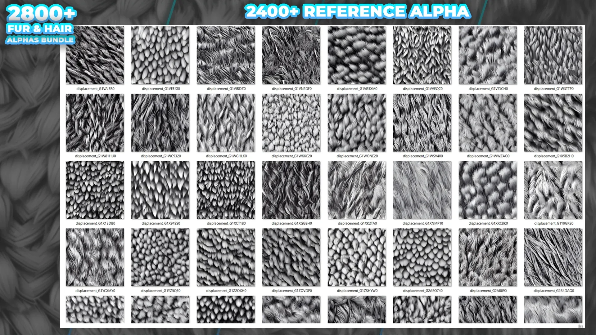 2800+ Fur & Hair Alphas (Displacement - FlippedNormals