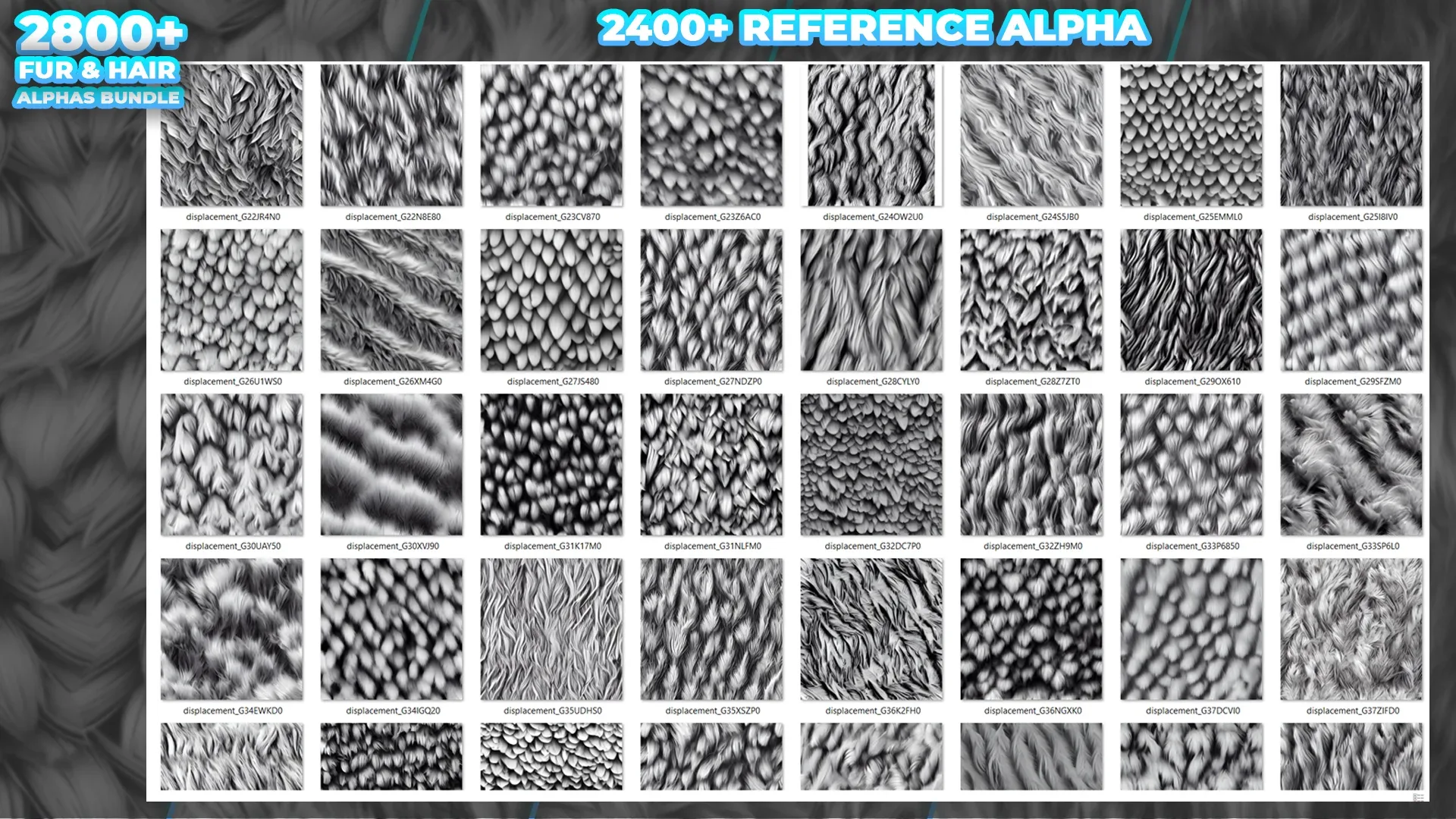2800+ Fur & Hair Alphas (Displacement - FlippedNormals