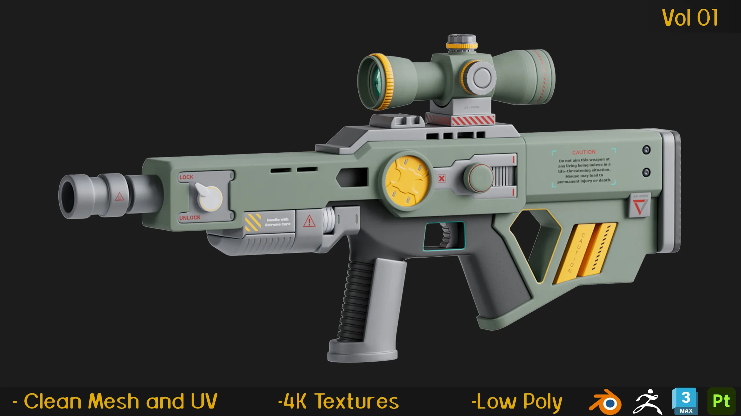 12 Gun And Weapon 3D Models - FlippedNormals