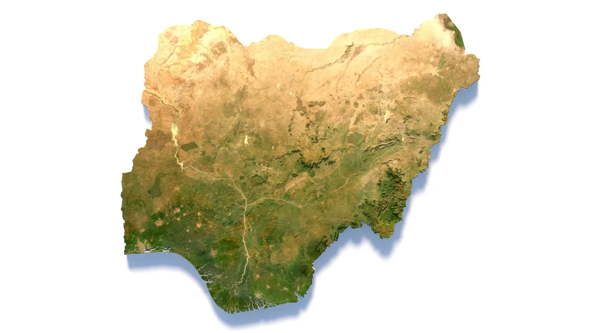 Nigeria Terrain Map - FlippedNormals