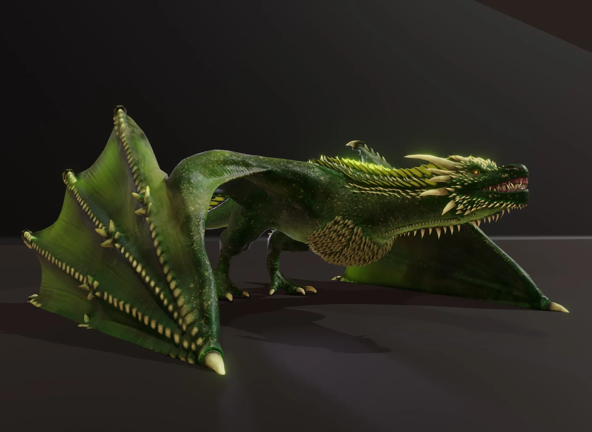 Realistic Green Wyvern Animated - FlippedNormals