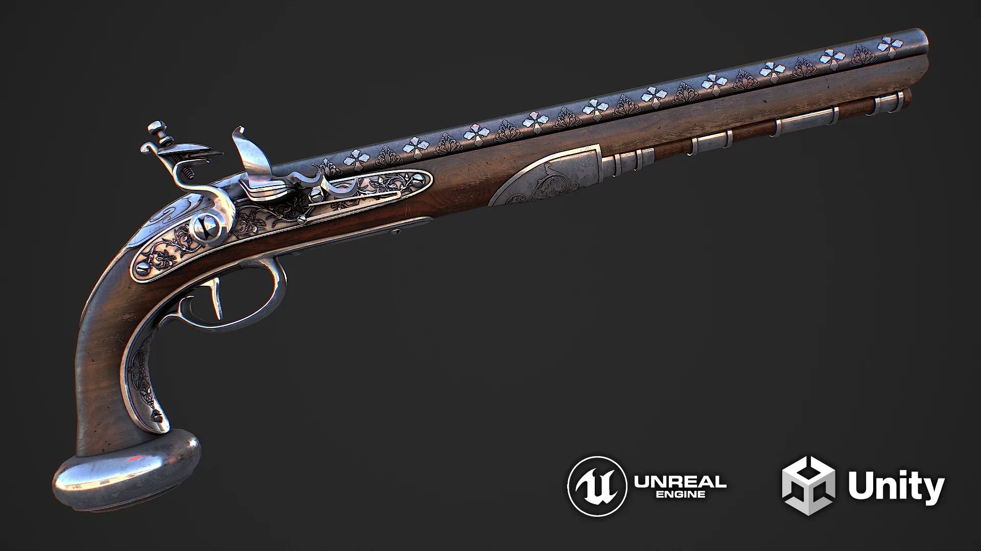 Flintlock pistol 3D model - FlippedNormals