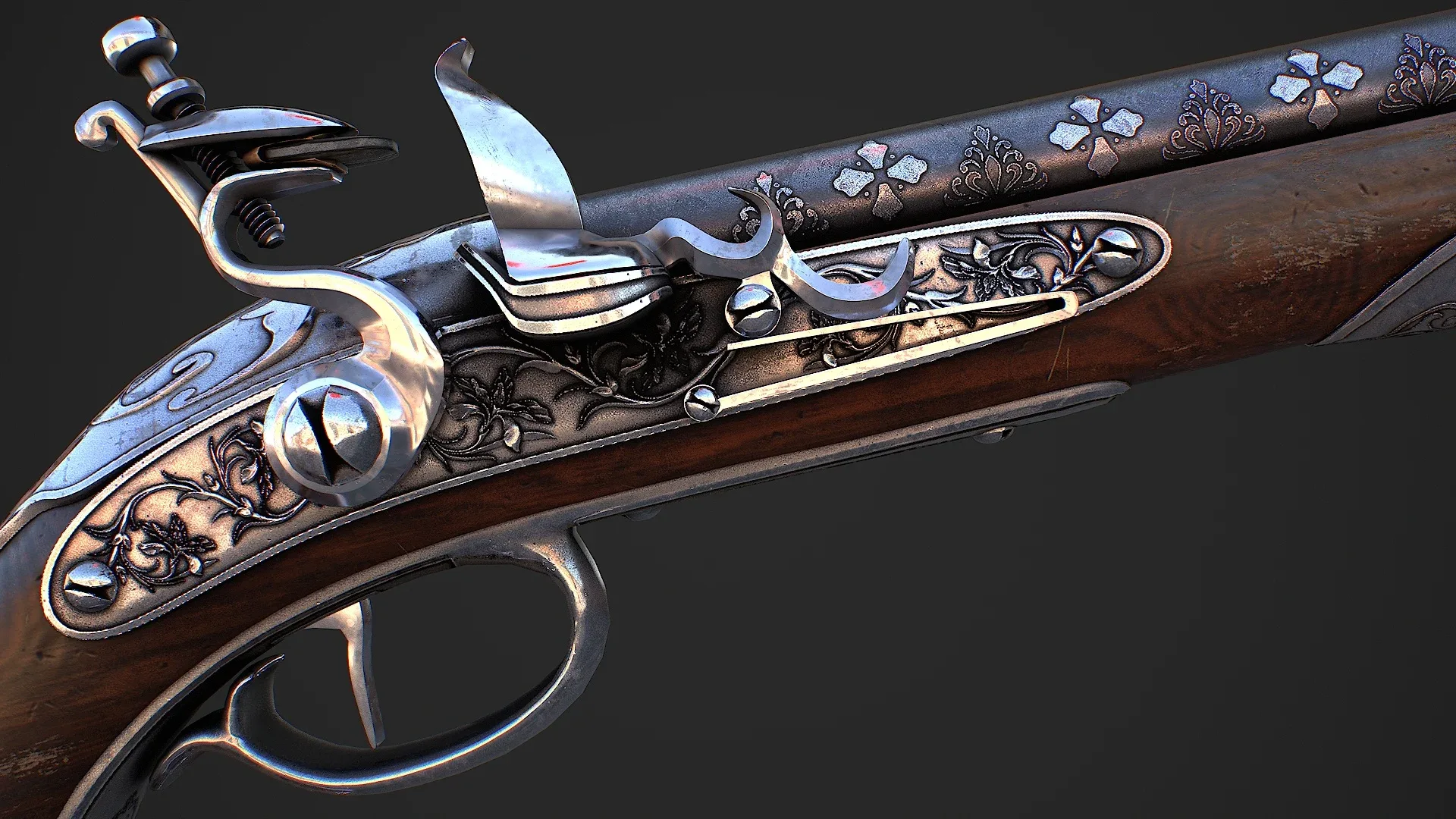 Flintlock pistol 3D model - FlippedNormals