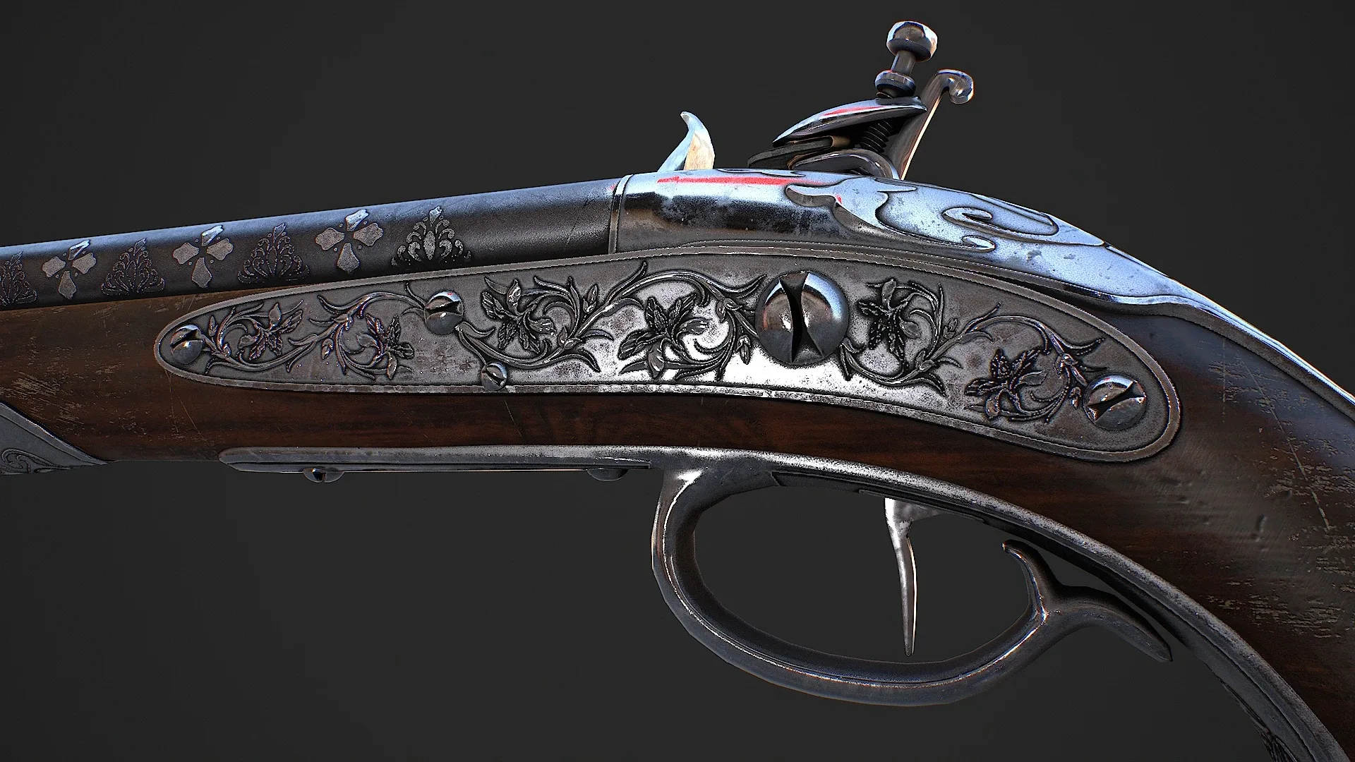 Flintlock pistol 3D model - FlippedNormals