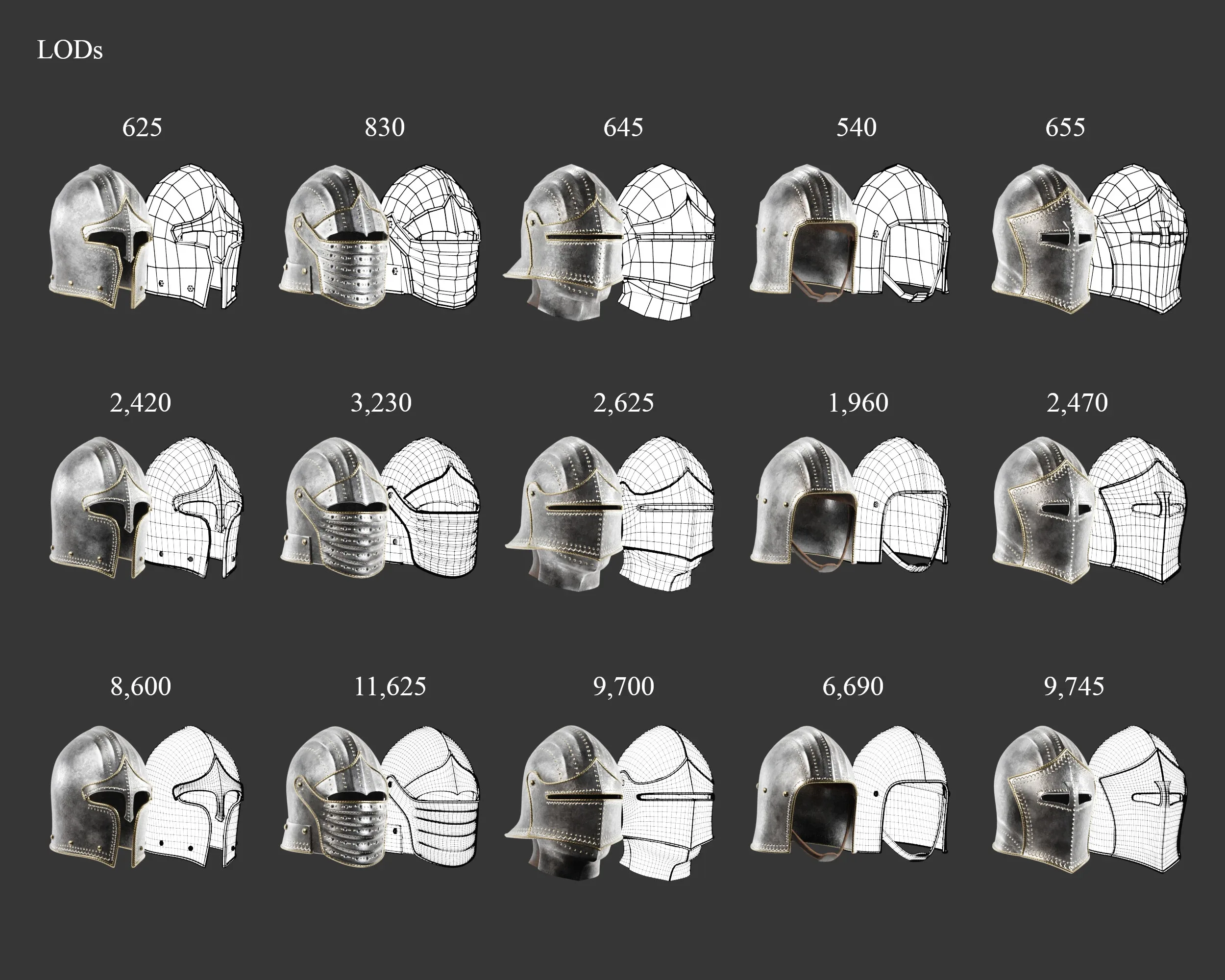 Medieval Noble Armor Helmets - FlippedNormals