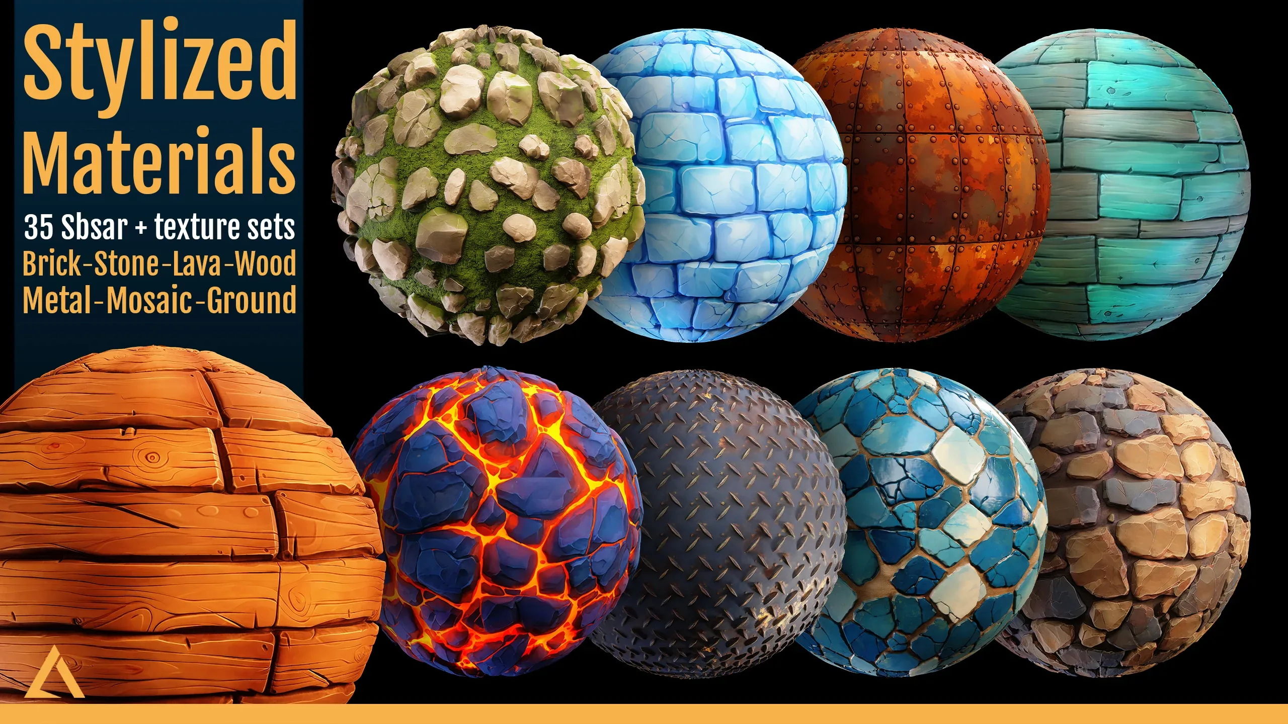 35 Stylized Base Materials (SBSAR - FlippedNormals
