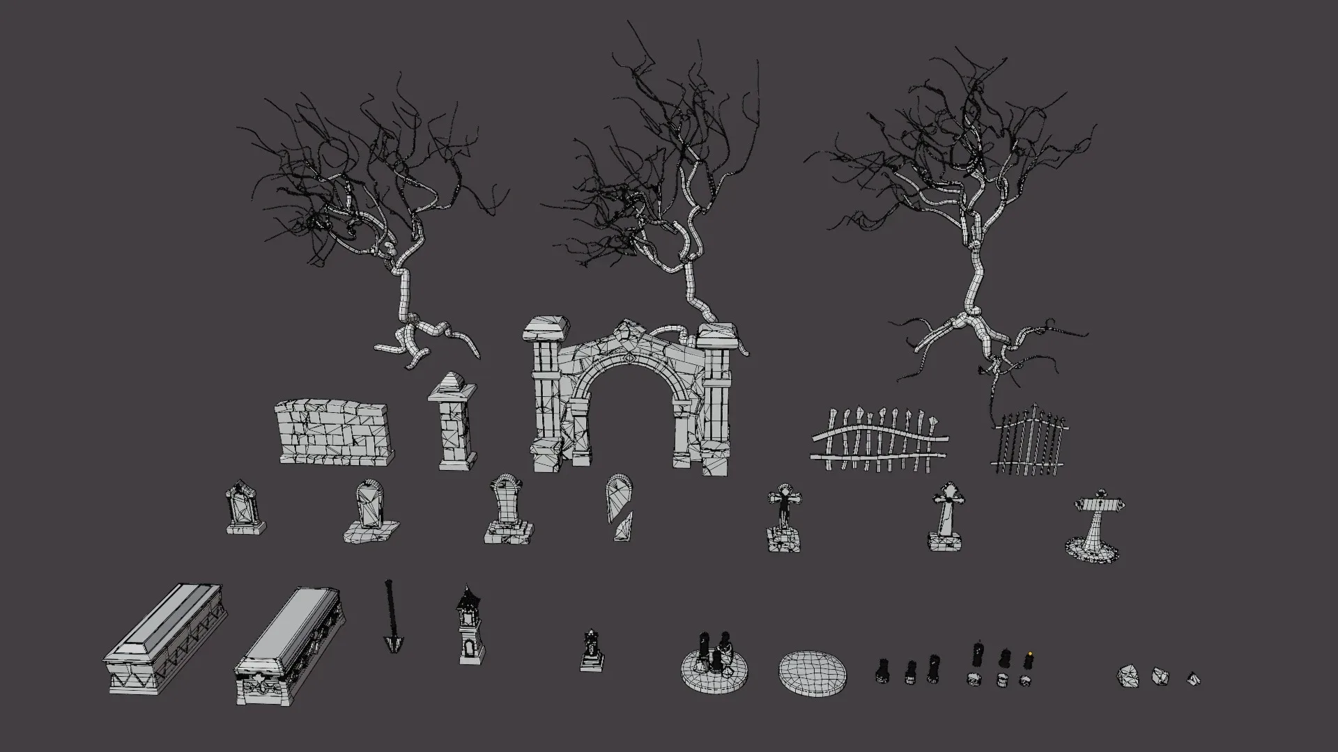 Cemetery Asset Pack for Blender - FlippedNormals