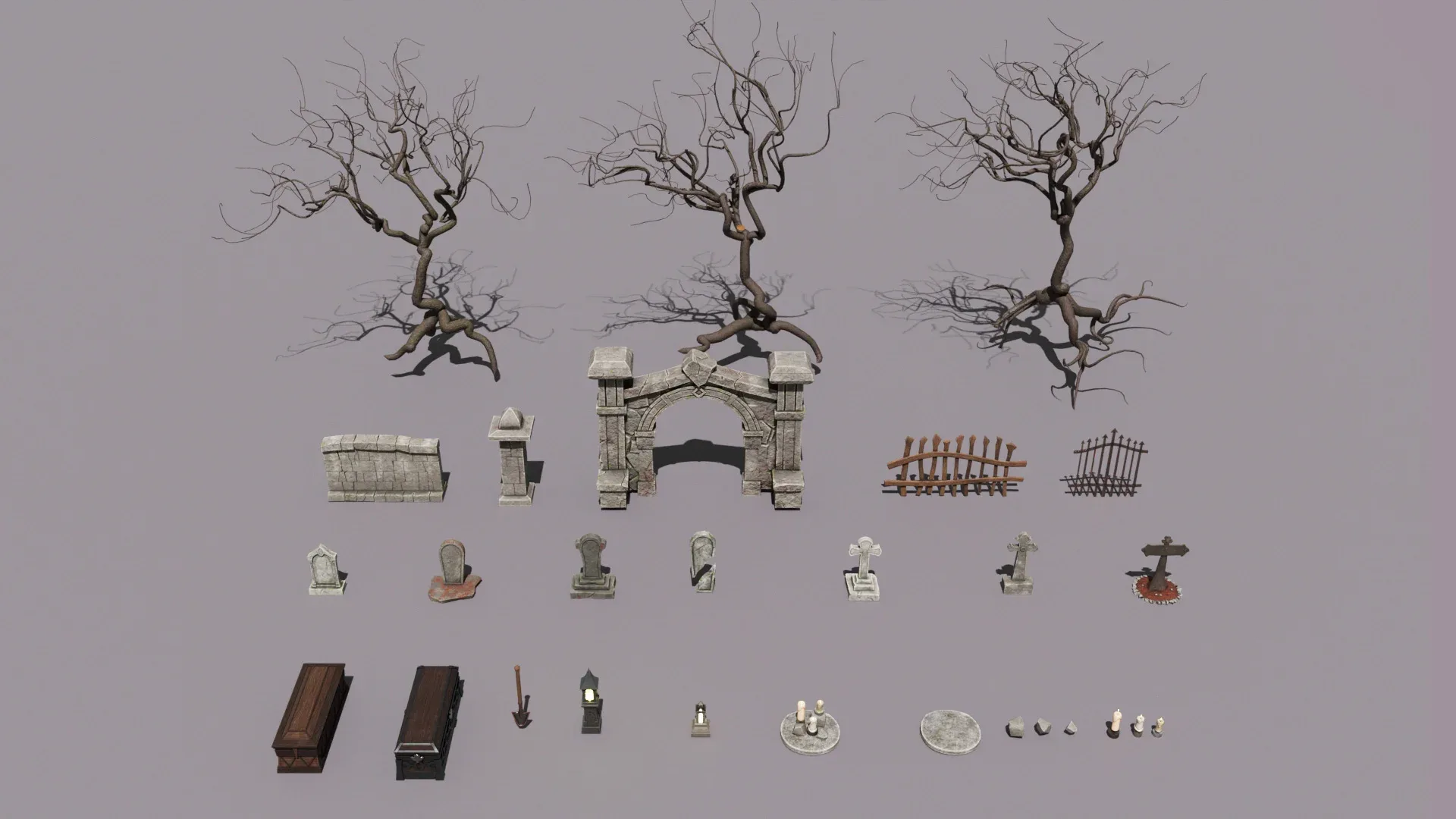 Cemetery Asset Pack for Blender - FlippedNormals