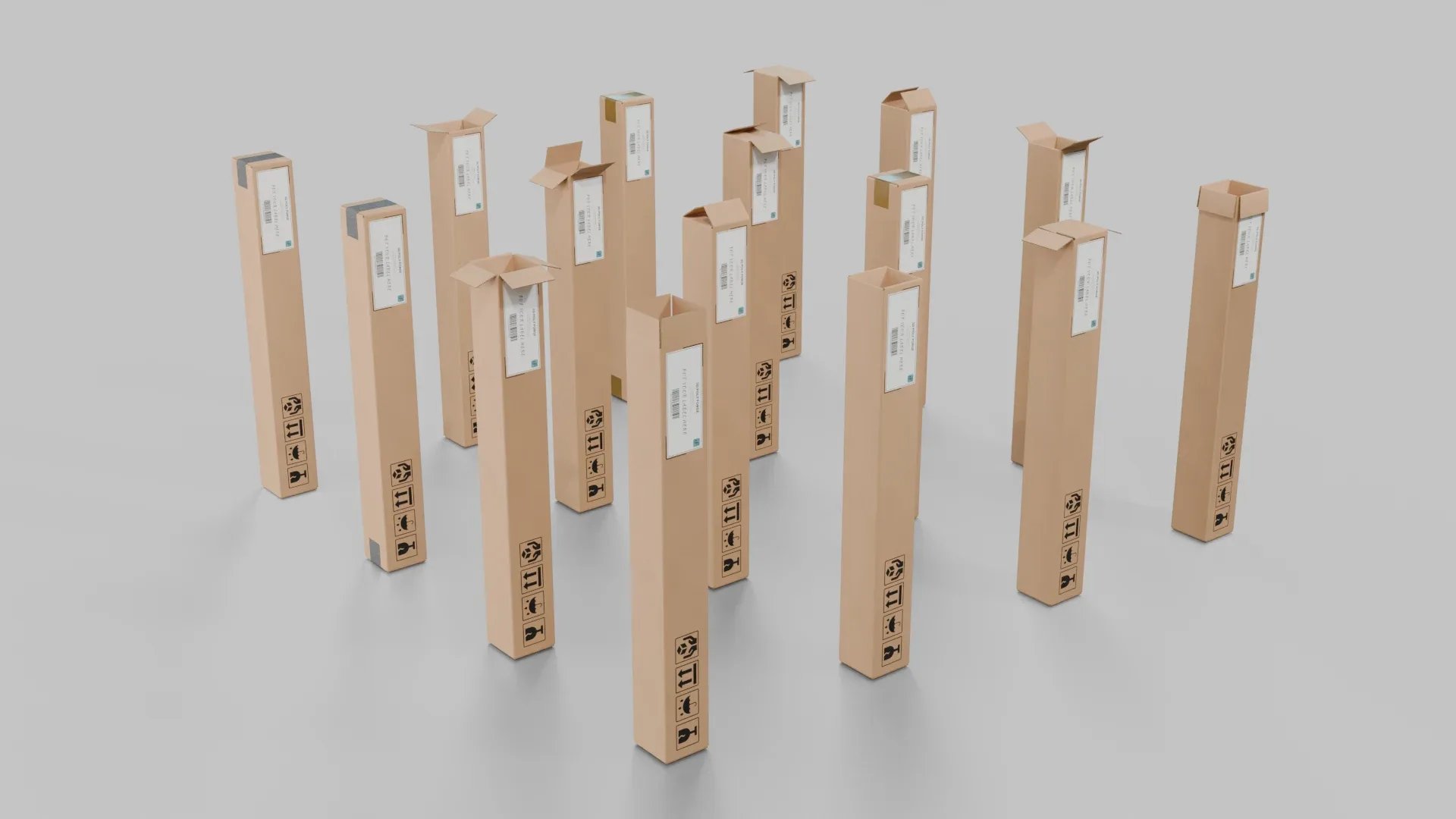 Tall Narrow Cardboard Box - Rigged - FlippedNormals