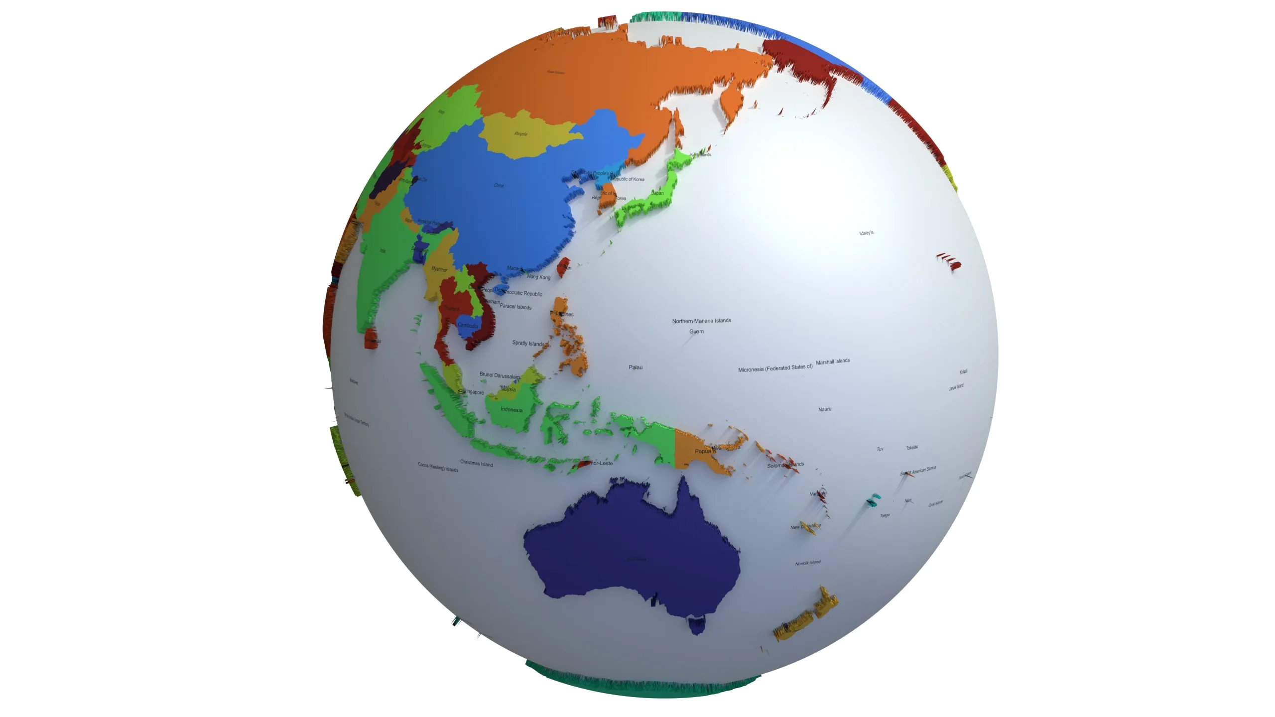 Earth Countries with Names Globe - FlippedNormals