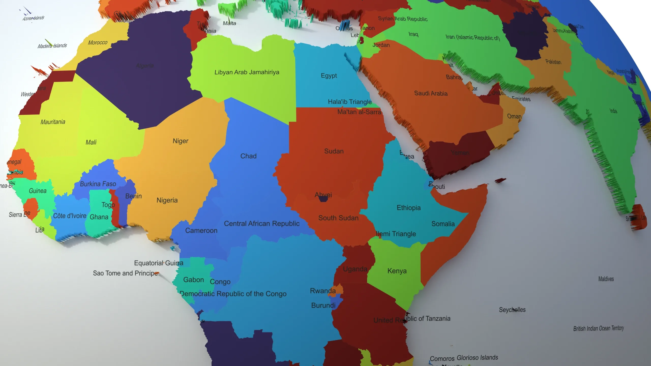 Earth Countries with Names Globe - FlippedNormals