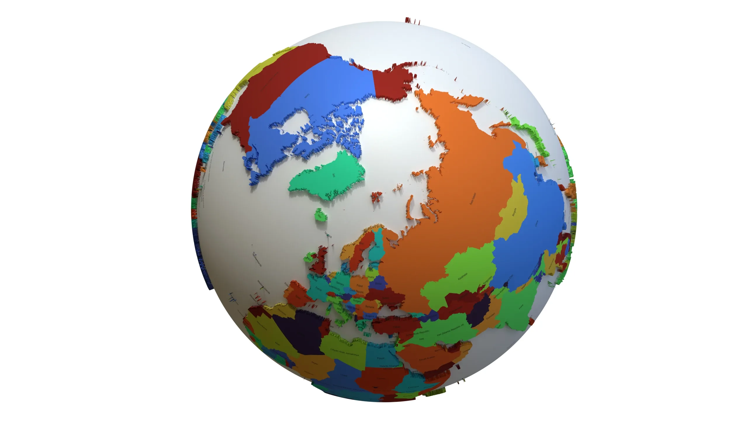 Earth Countries with Names Globe - FlippedNormals