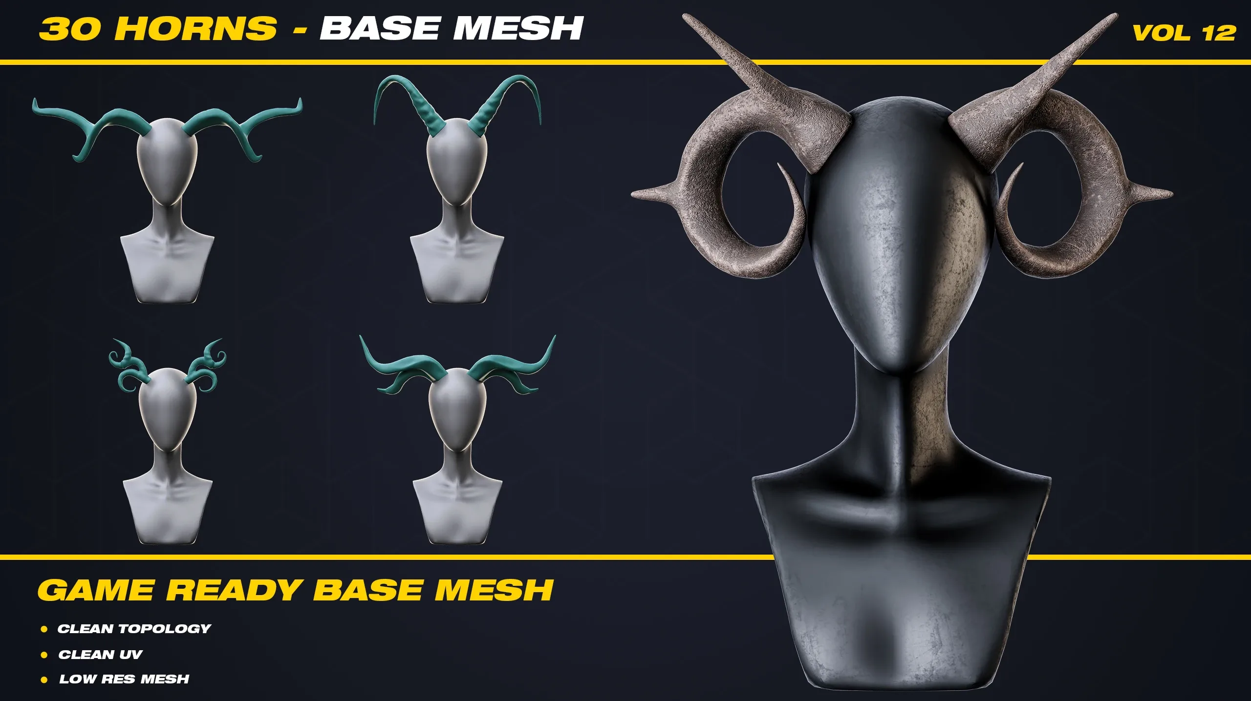 30 Horns Base Mesh - VOL 12 ( Game - FlippedNormals